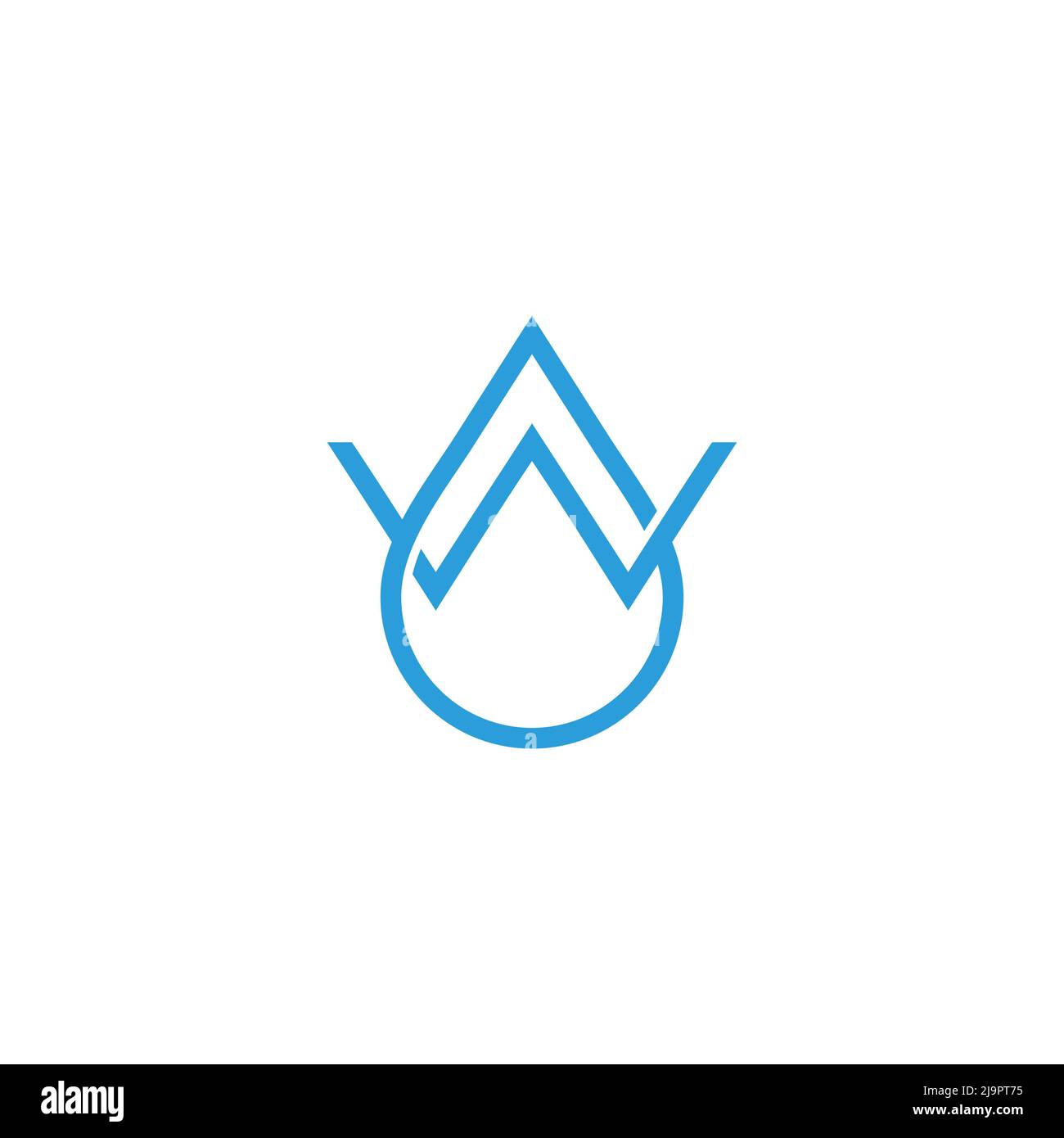 letter w blue water flat simple symbol geometric vector Stock Vector ...