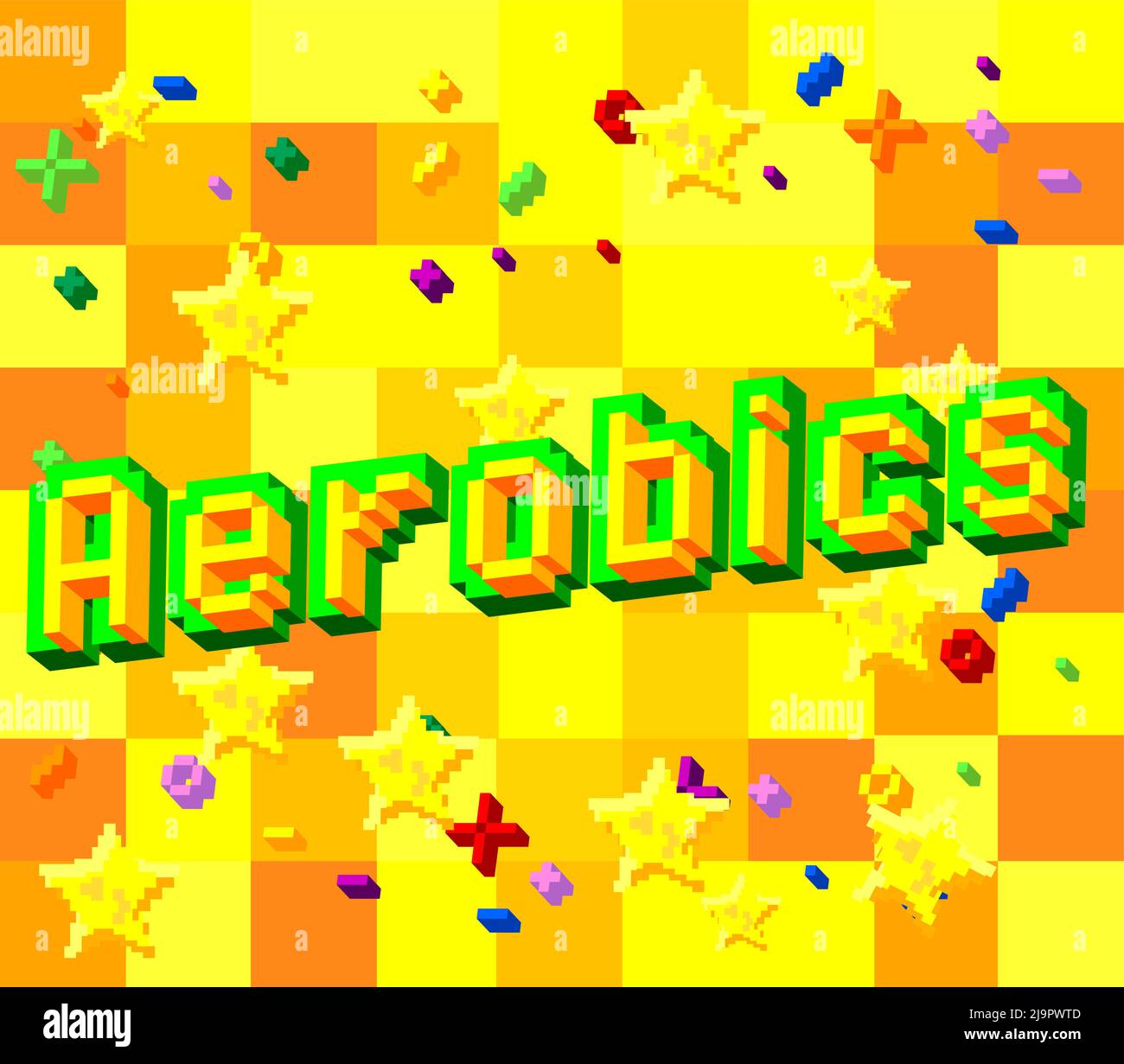 Aerobics pixelated word with geometric graphic background. Vector ...