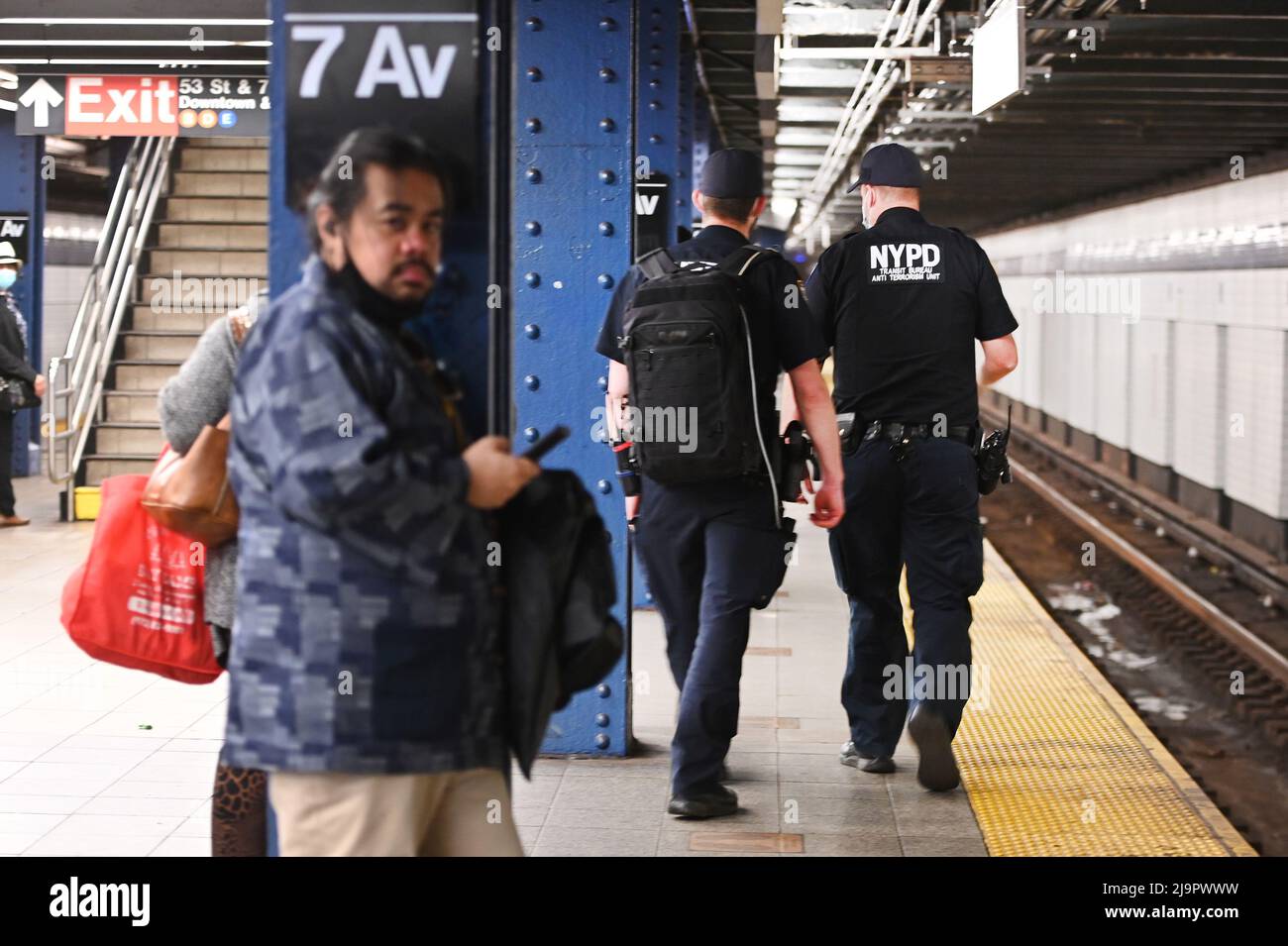 New York, USA. 24th May, 2022. Two NYPD Transit Bureau Anti Terrorist ...