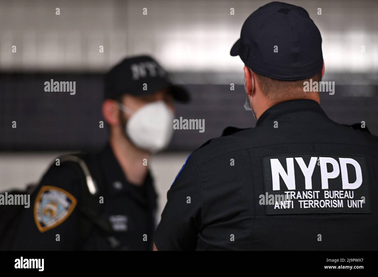 Two NYPD Transit Bureau Anti Terrorist Unit officers seen on Seventh ...