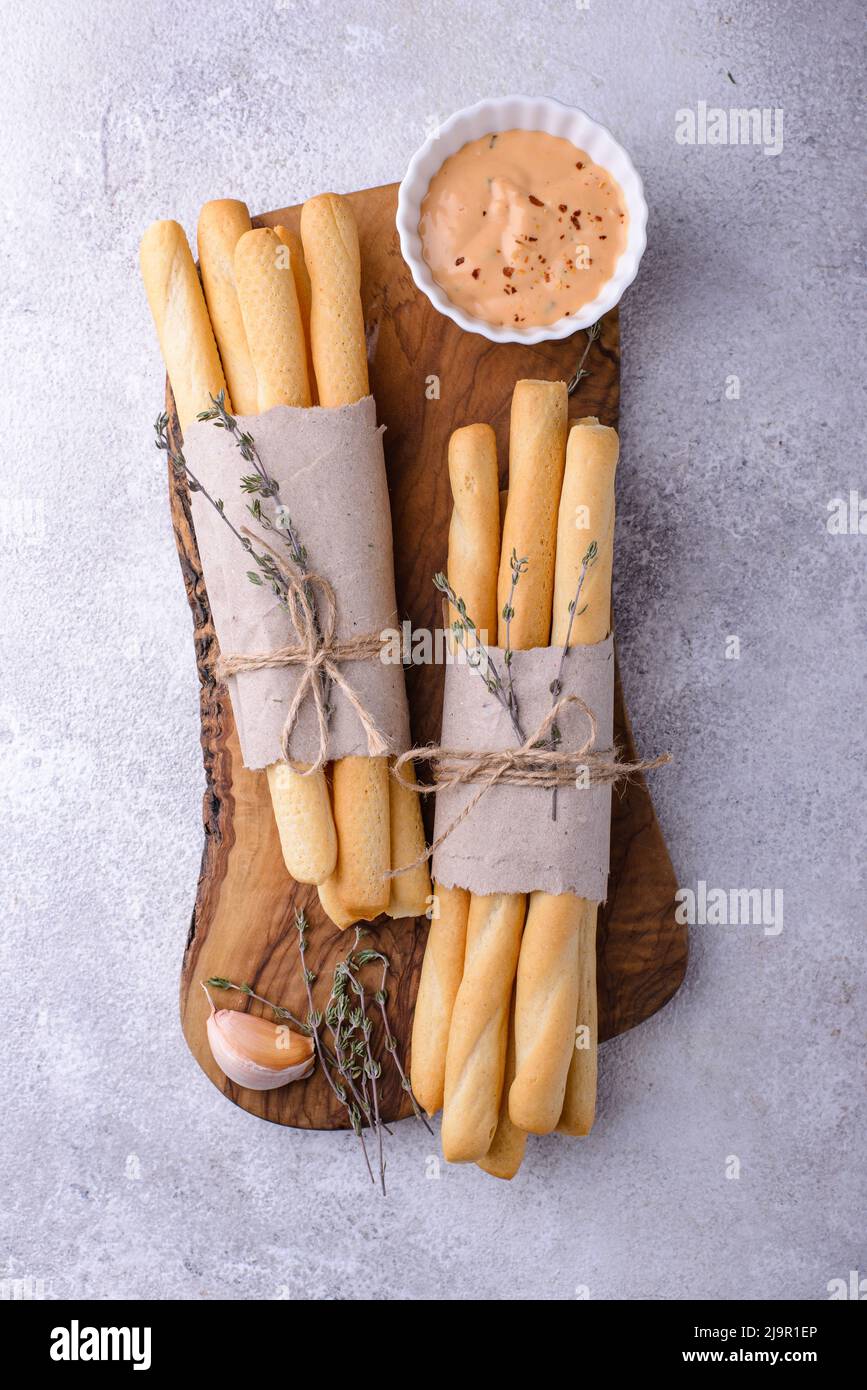 Italian grissini, traditional appetizer breadstick Stock Photo - Alamy