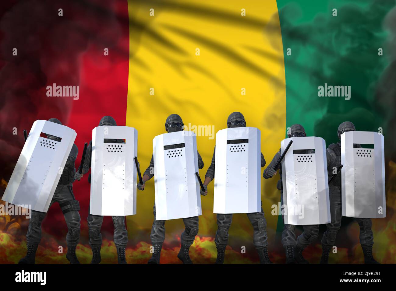 Guinea police guards protecting country against demonstration - protest ...