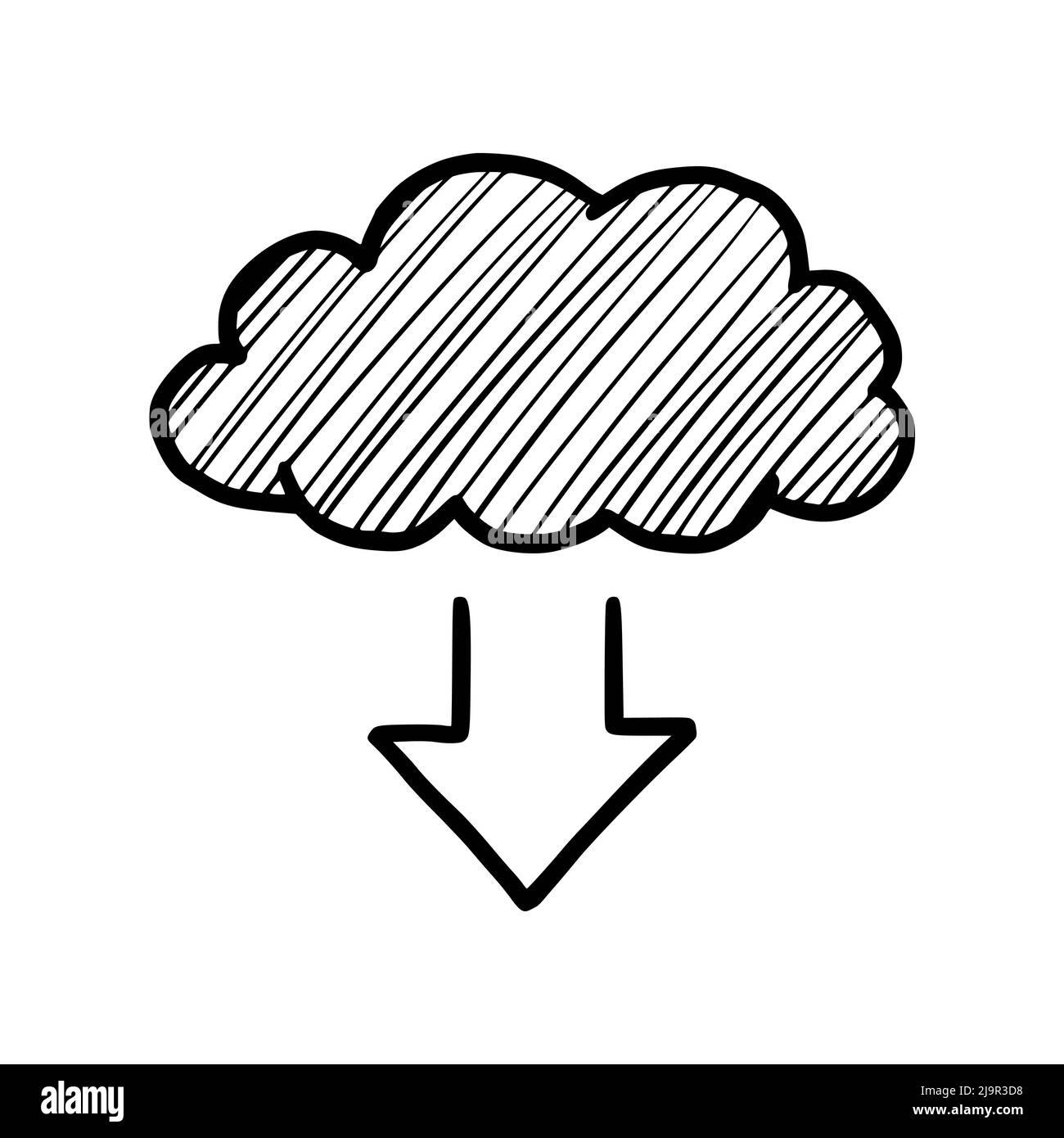 Doodle data server cloud. Hand drawn sketch style cloud, arrow for ...
