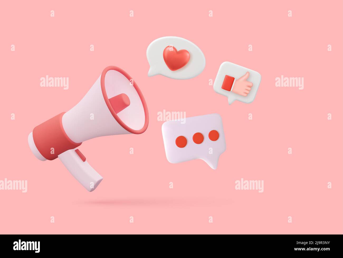 Megaphone with flying social icons Stock Vector Image & Art - Alamy