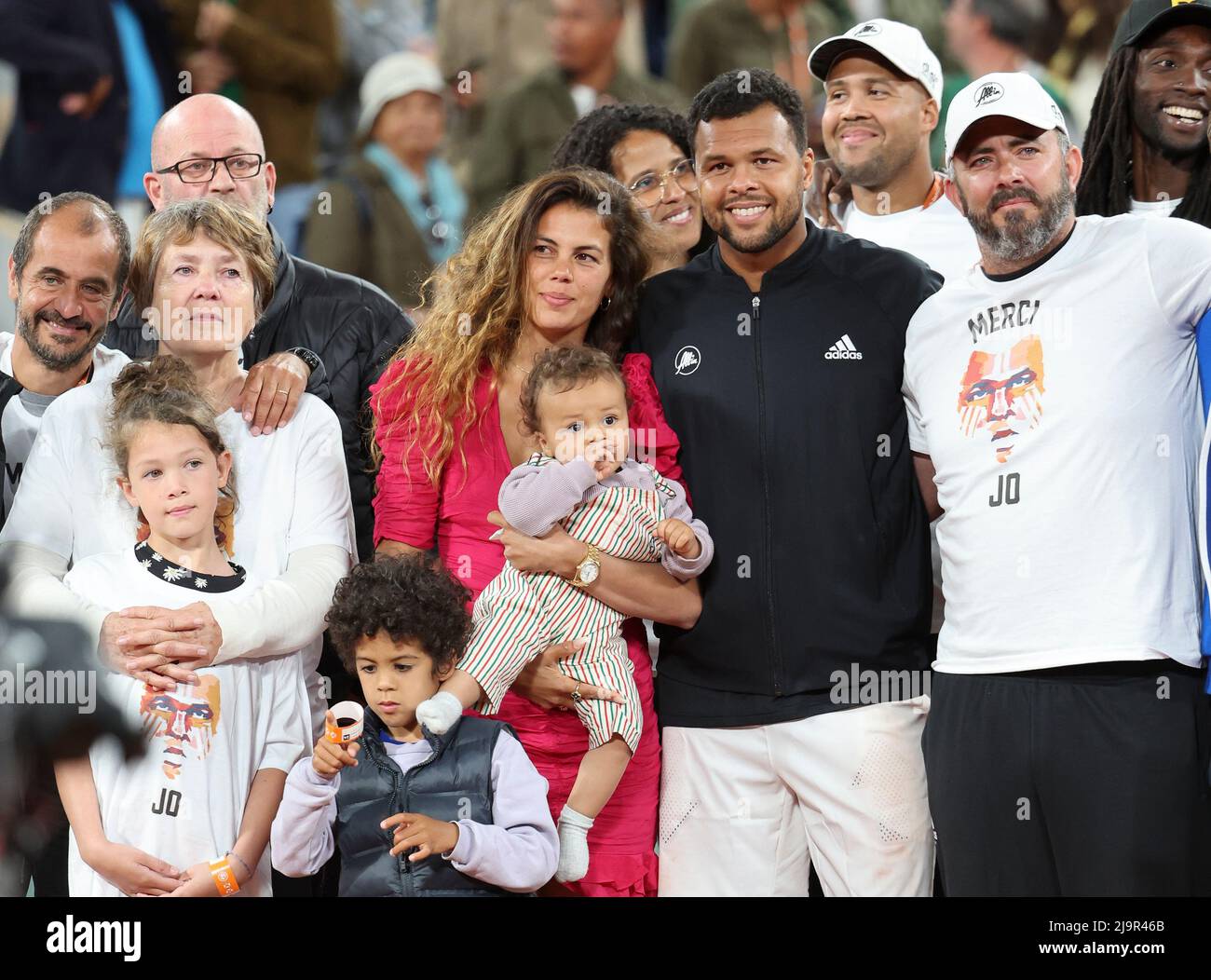 Paris, France. 24th May, 2022. Jo-Wilfried Tsonga of France, his wife ...