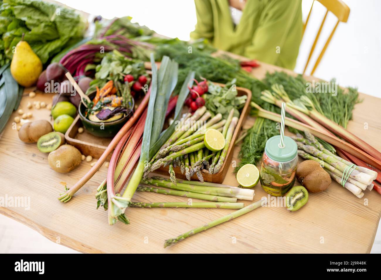Table full of fresh food ingredients Stock Photo - Alamy