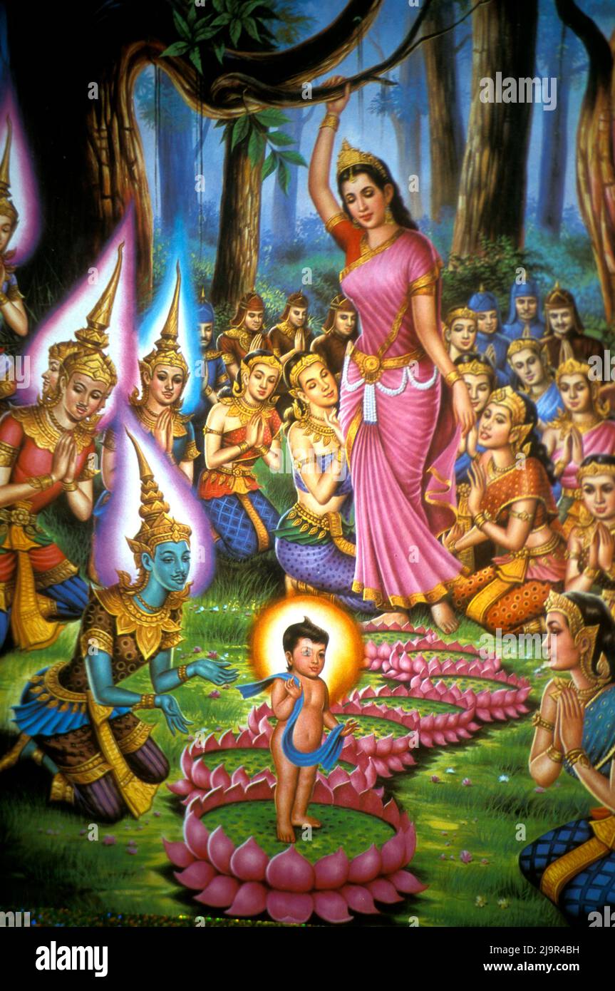 Mural of the boy Siddhartha who was to become Lord Buddha, mural in a ...