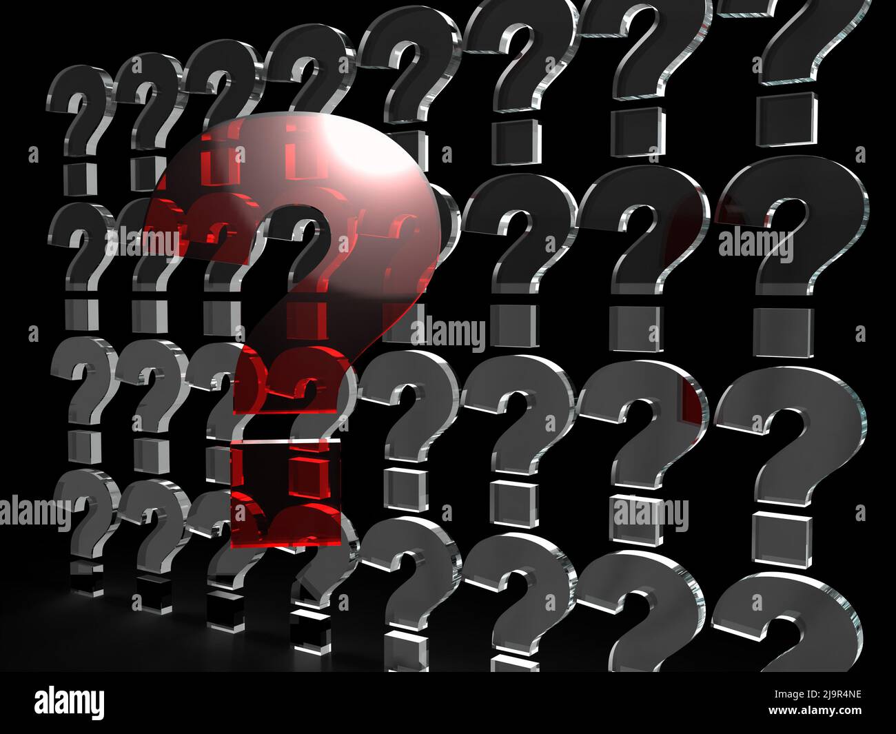 Row of question marks on a black background. 3d render Stock Photo - Alamy