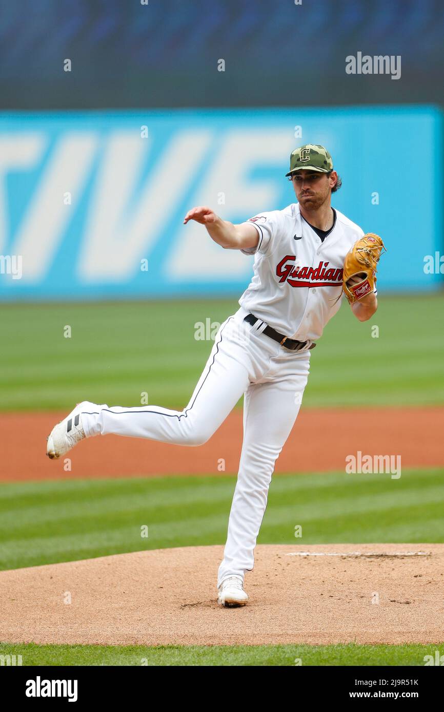 Cleveland Guardians pitcher Shane Bieber (57) pitches the ball during ...