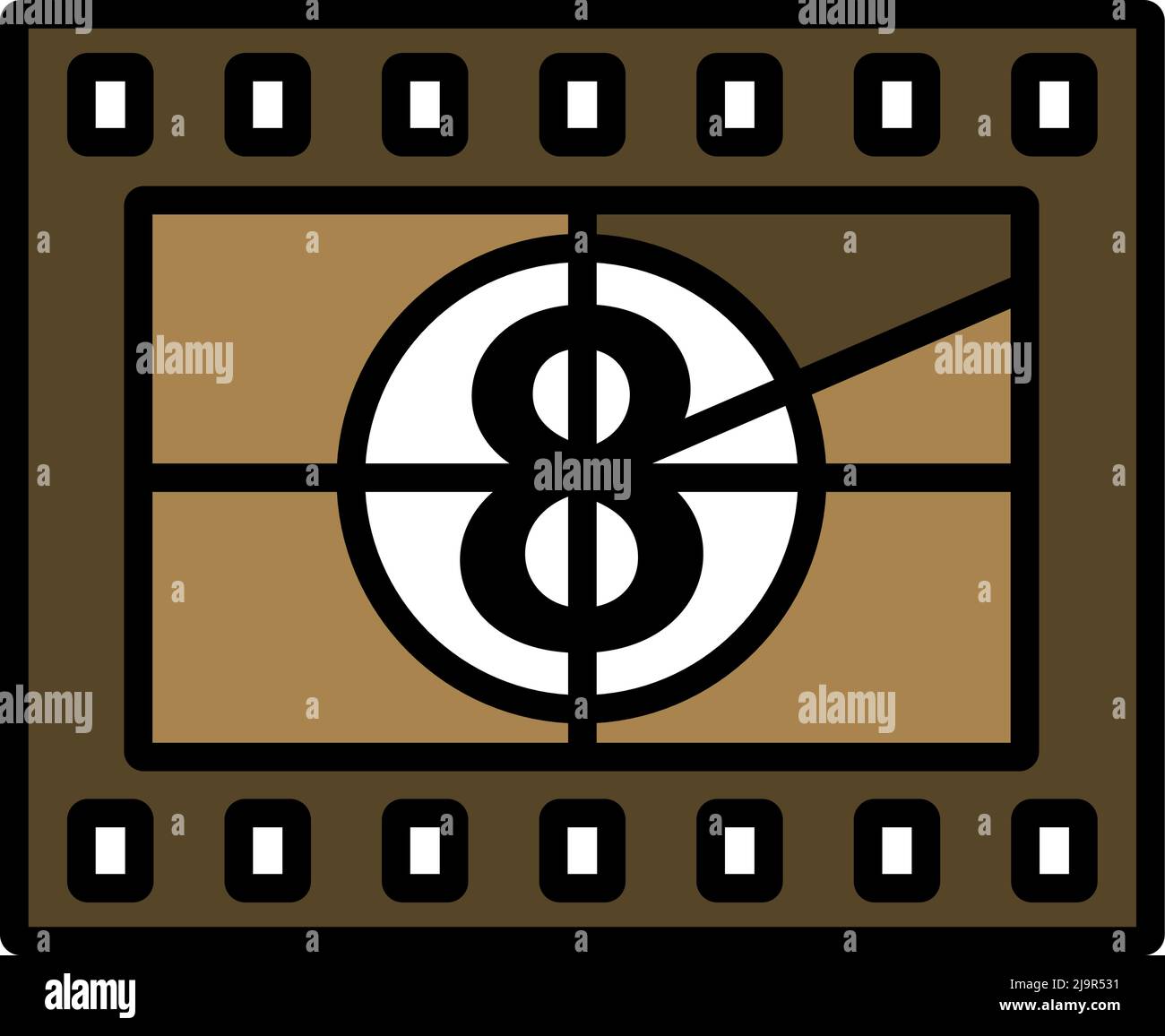 Movie Frame With Countdown Icon. Editable Bold Outline With Color Fill ...