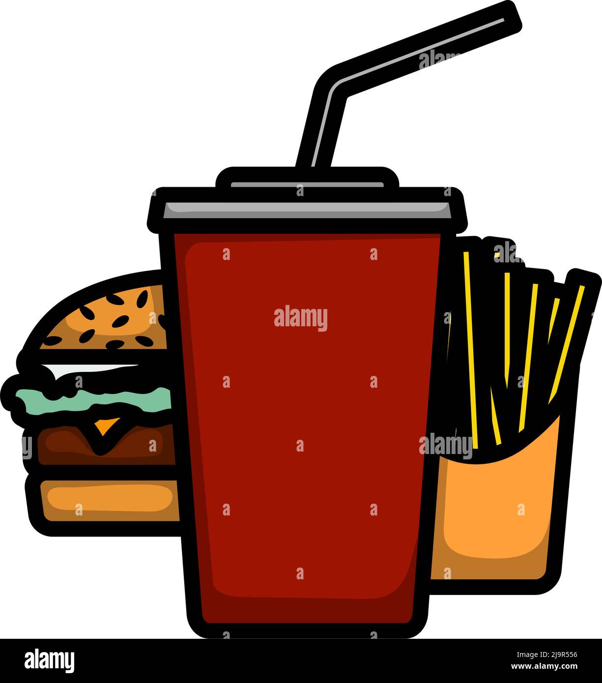 Fast Food Icon. Editable Bold Outline With Color Fill Design. Vector ...