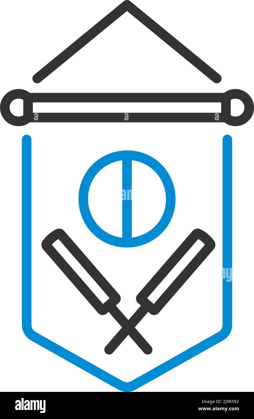 Cricket Shield Emblem Icon. Editable Bold Outline With Color Fill ...