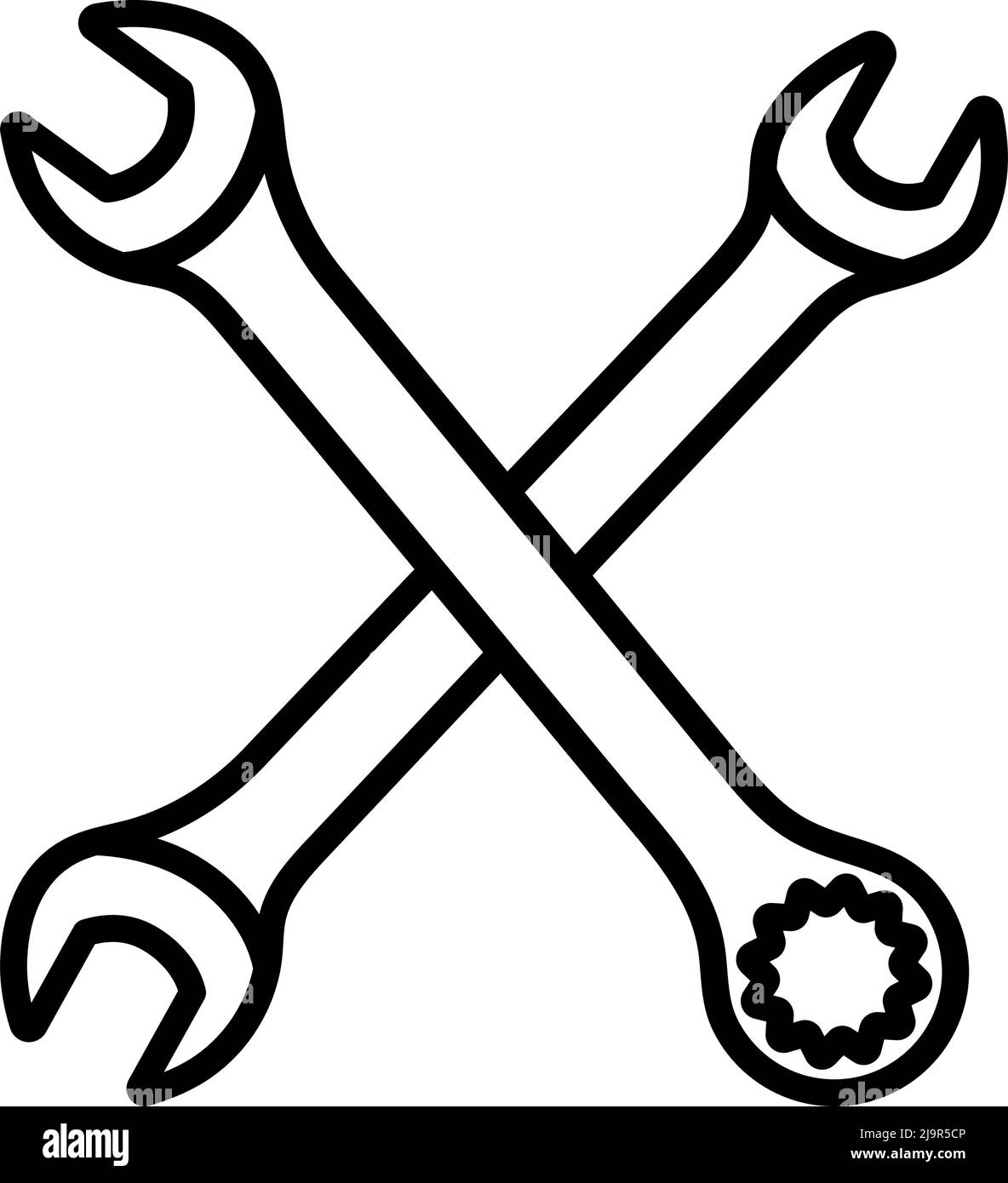 Crossed Wrench Icon. Bold outline design with editable stroke width ...