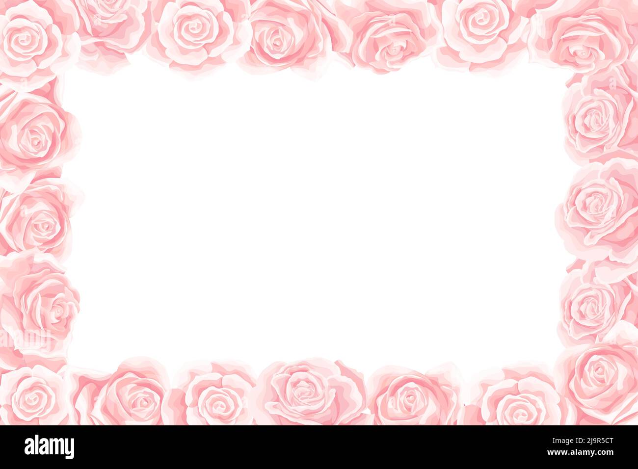 Elegant pink roses floral bouquet as a frame. Vector summer border ...
