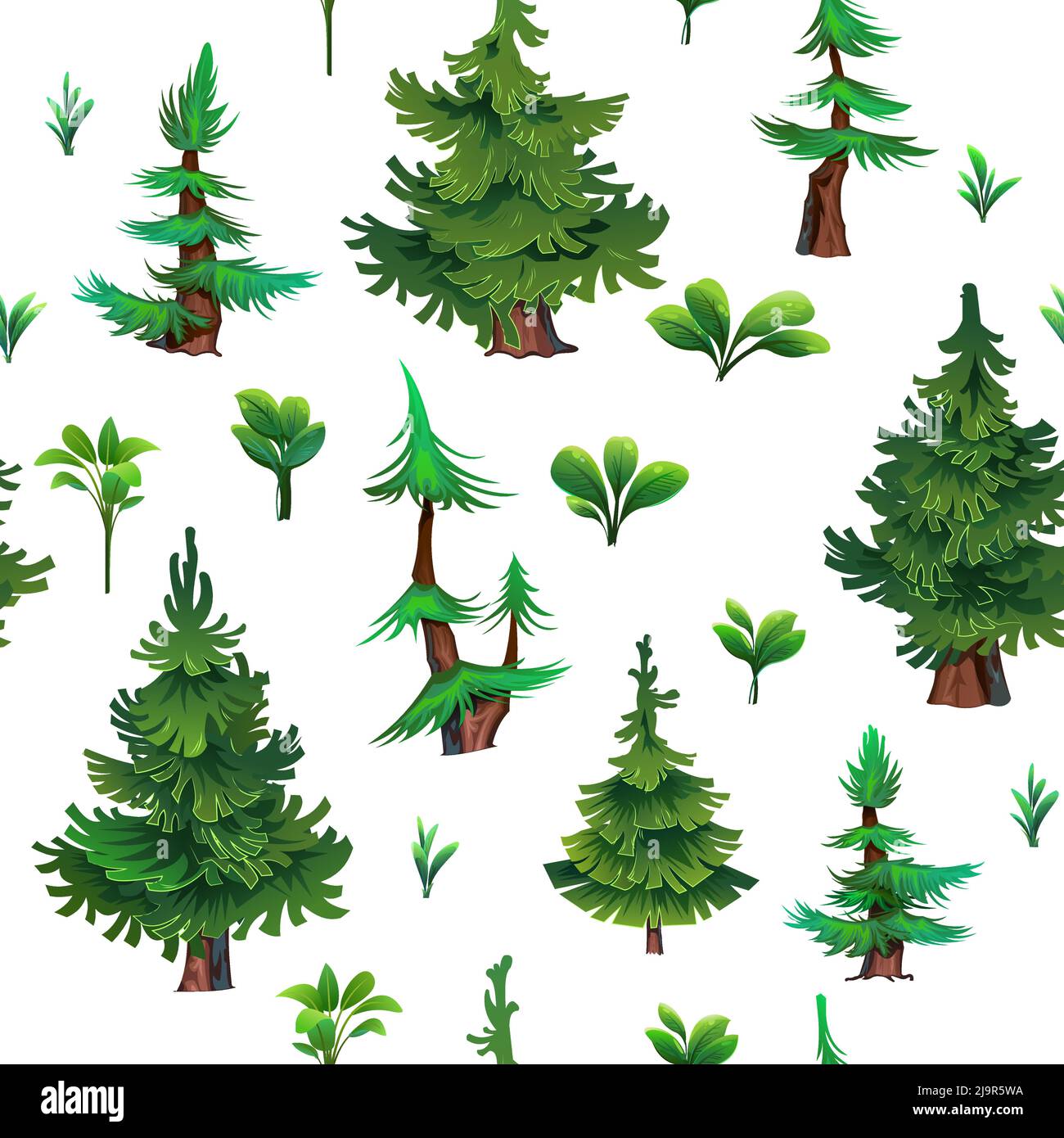 Pine forest Seamless pattern. Coniferous spruce trees. Landscape ...