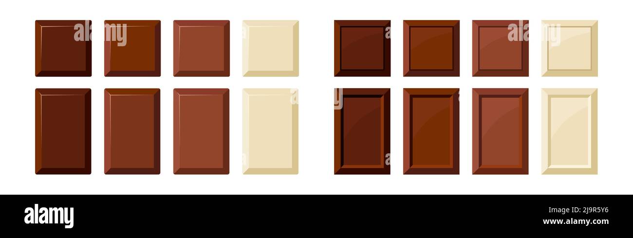 Chocolate bar piece vector cartoon icon set Stock Vector Image & Art ...