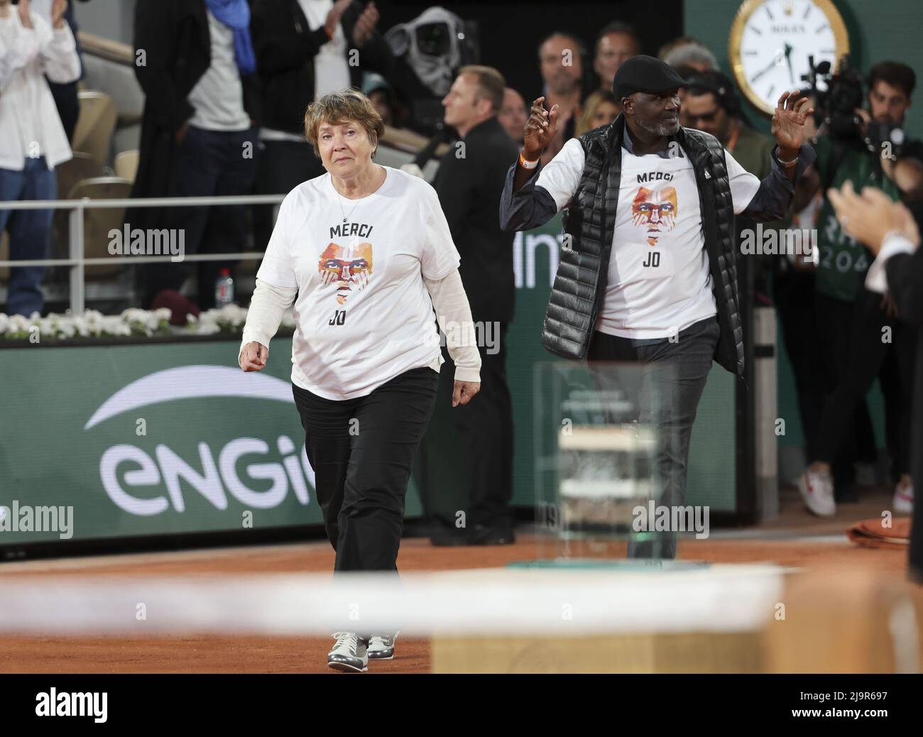 Jo-Wilfried Tsonga's parents Didier Tsonga and Evelyne Tsonga during a ...