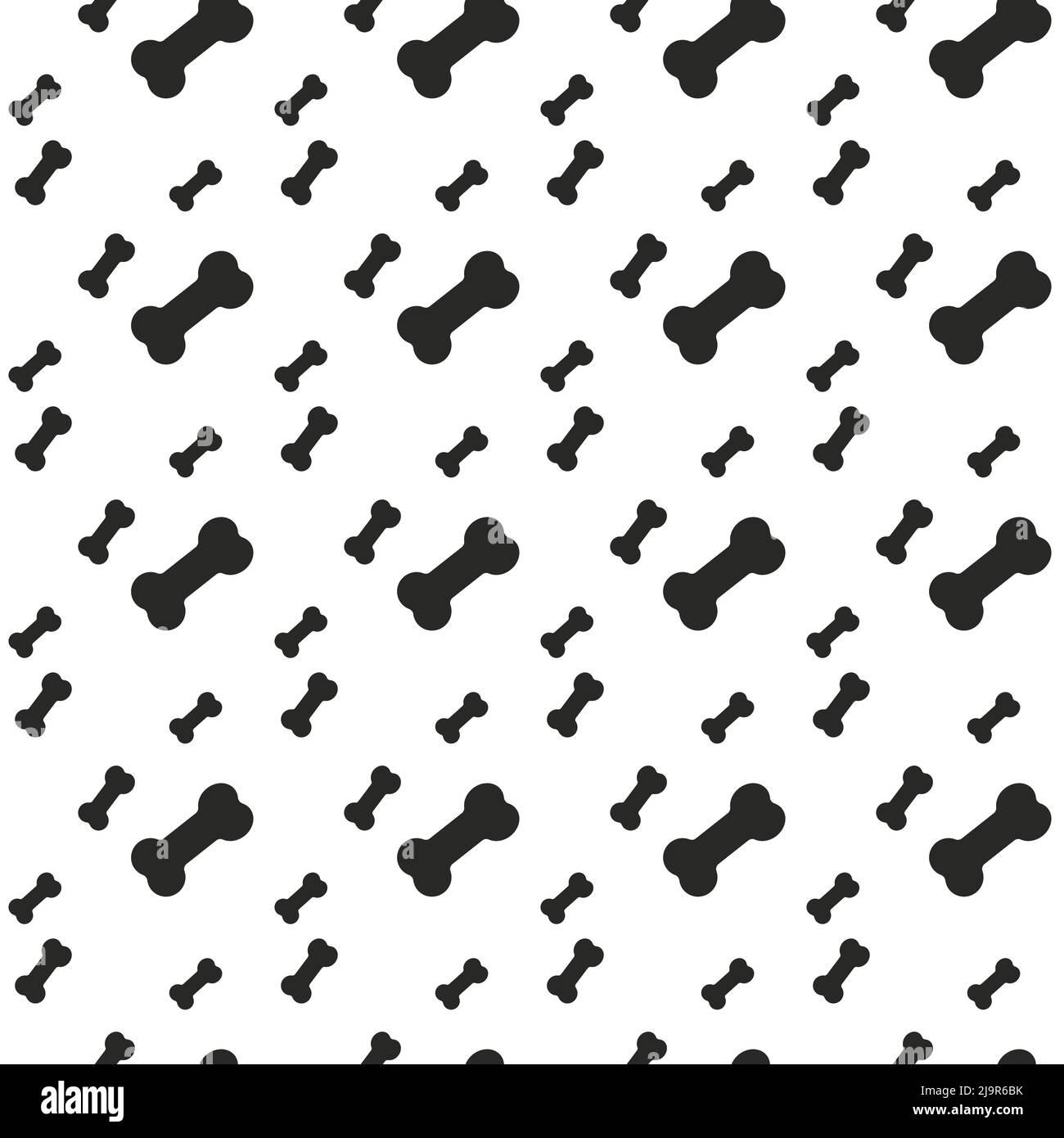 Bone silhouette vector seamless pattern. Black and white print Stock ...