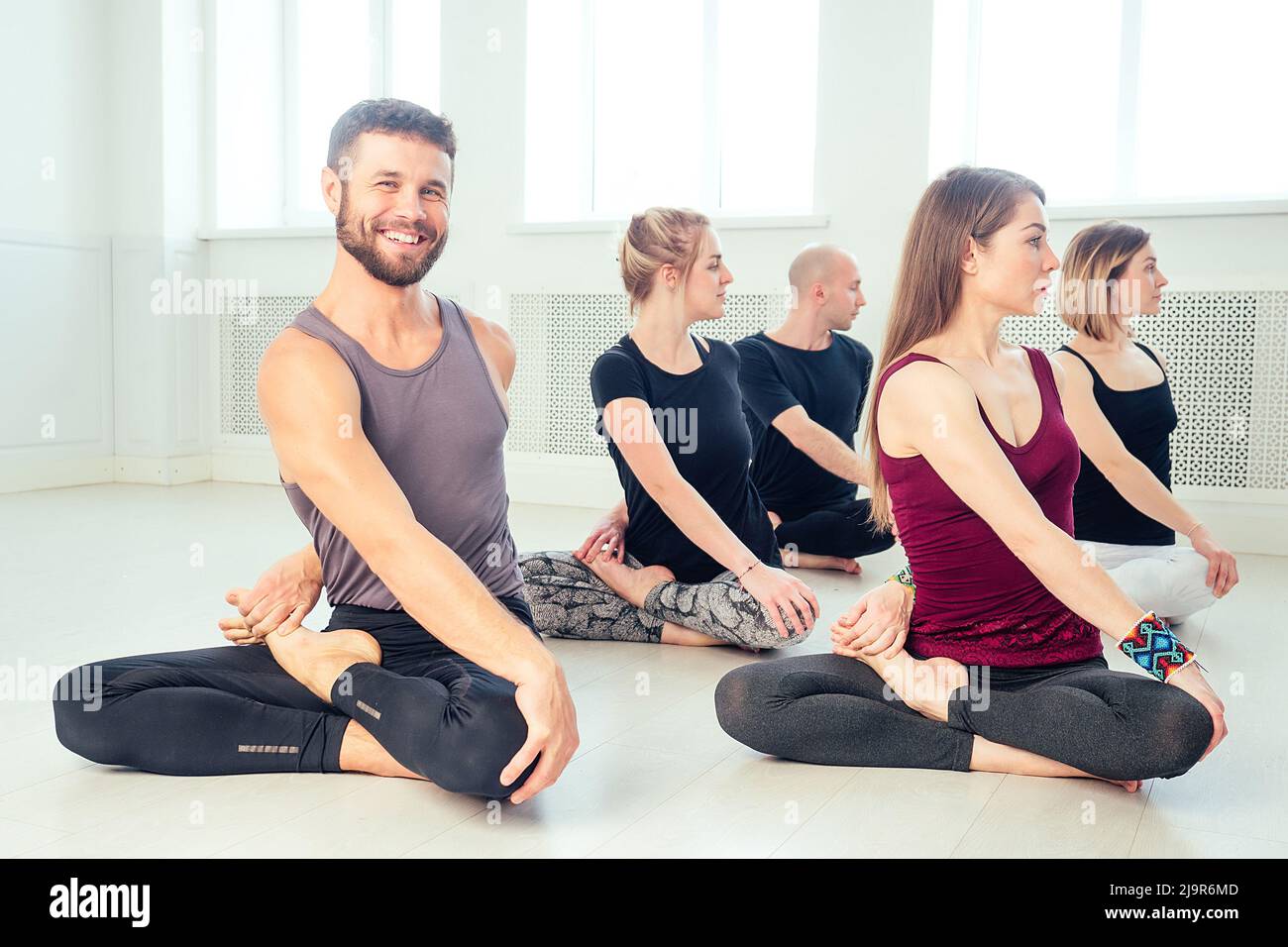 Men in a yoga class hi-res stock photography and images - Alamy