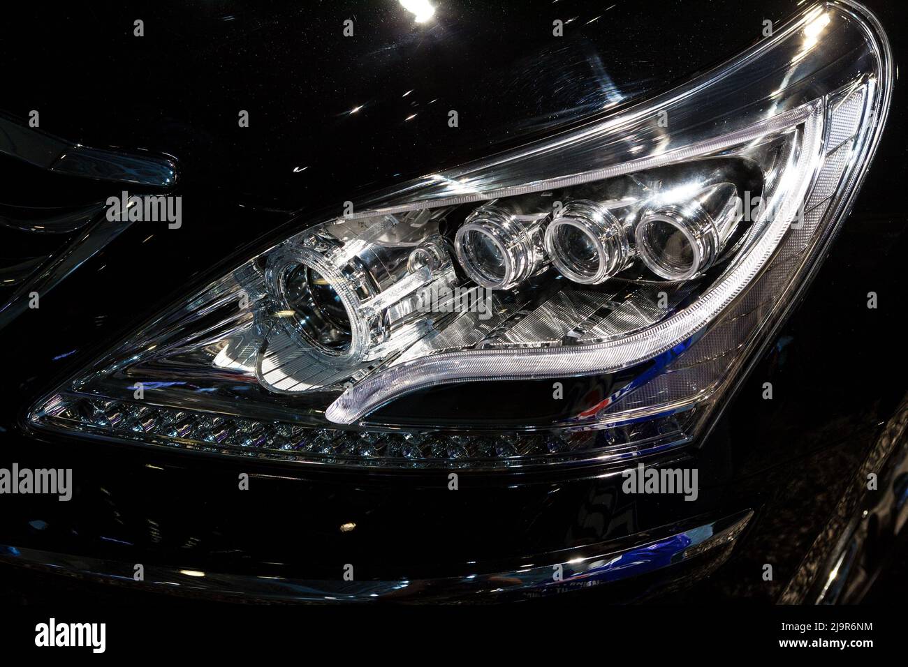 Closeup headlights of car.modern light element Stock Photo - Alamy