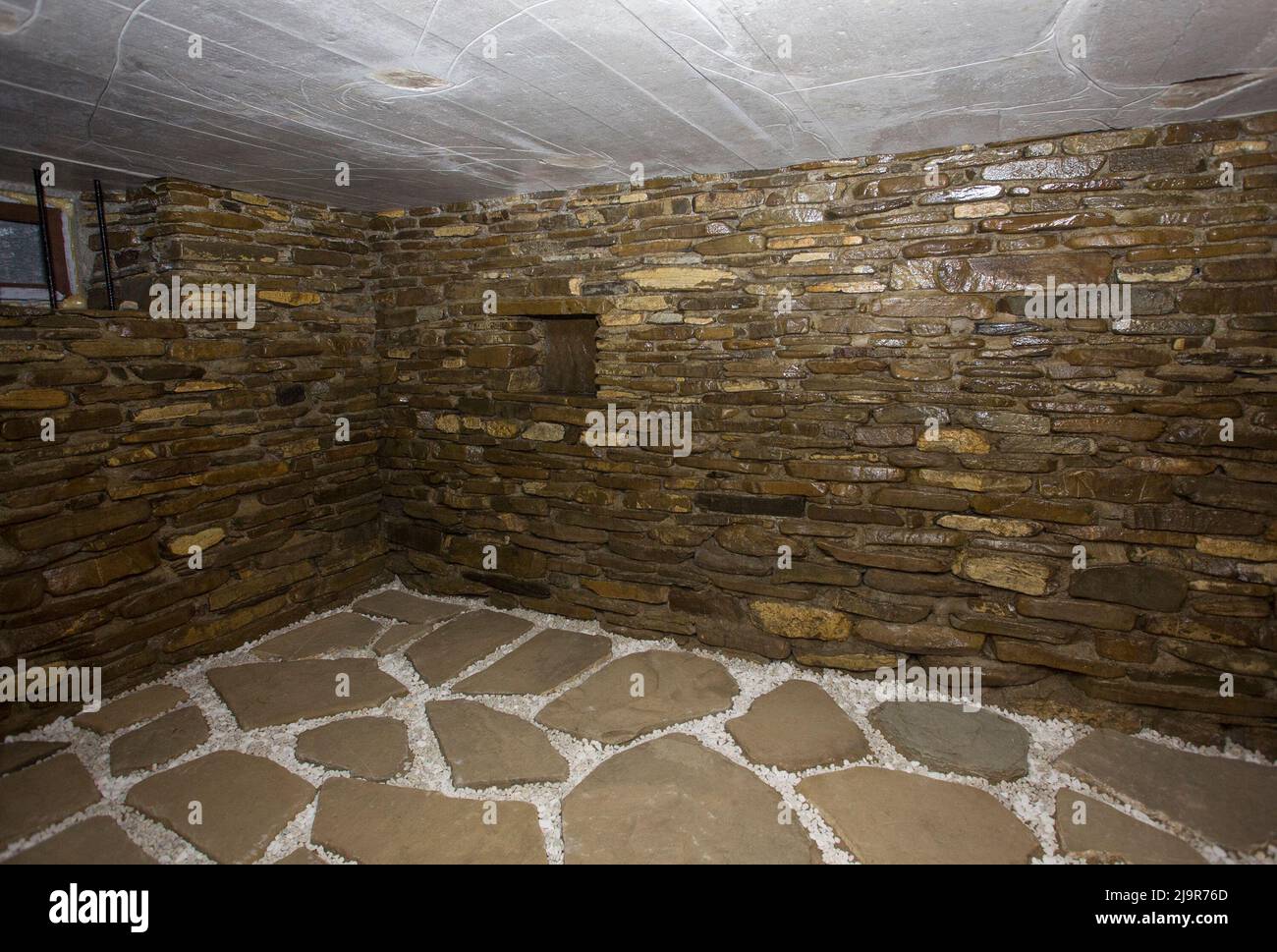 stone basement with rock and cement. natural stones added Stock Photo ...