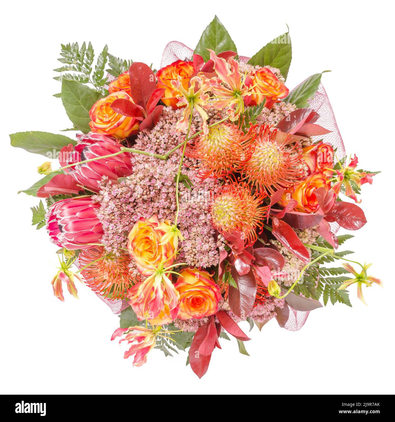Bouquet of flowers top view isolated on white Stock Photo - Alamy