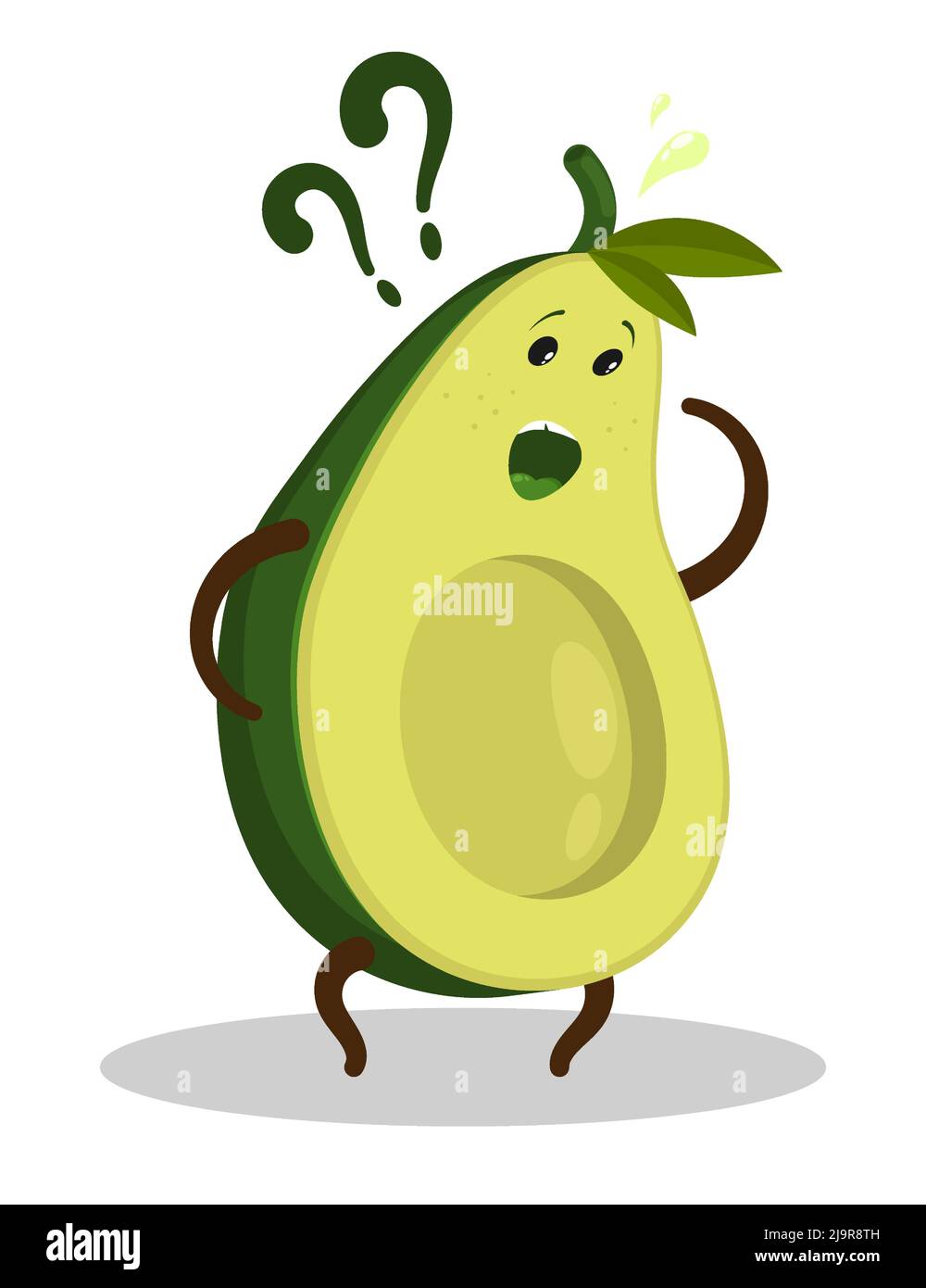 Surprised frustrated avocado character is looking for missing bone ...
