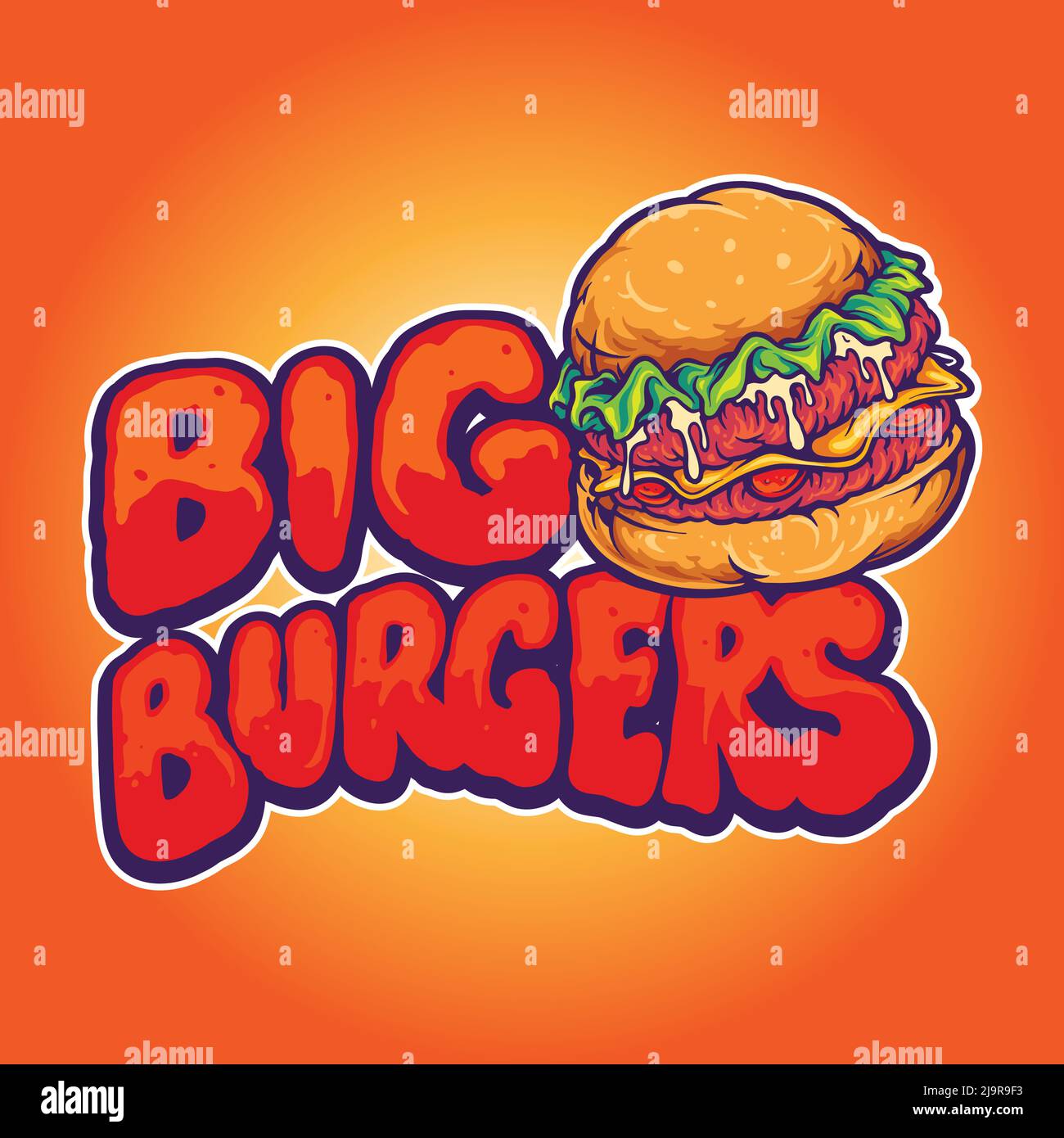Delicious big burger fast food vector illustrations for your work logo ...