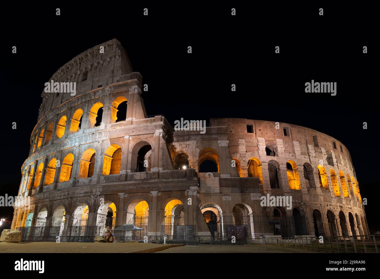 Italy, Rome, Colosseum at night, ancient Roman Amphitheatre, city ...