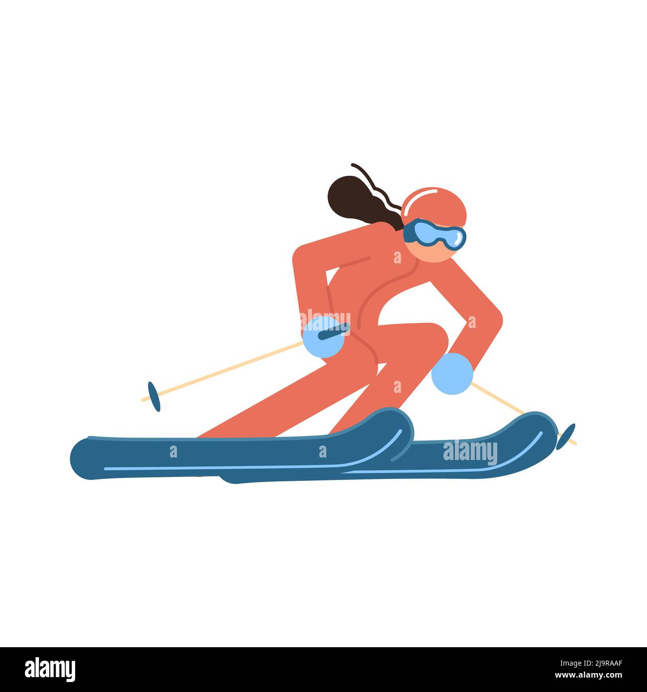 Cartoon skier in motion isolated on white background Stock Photo - Alamy