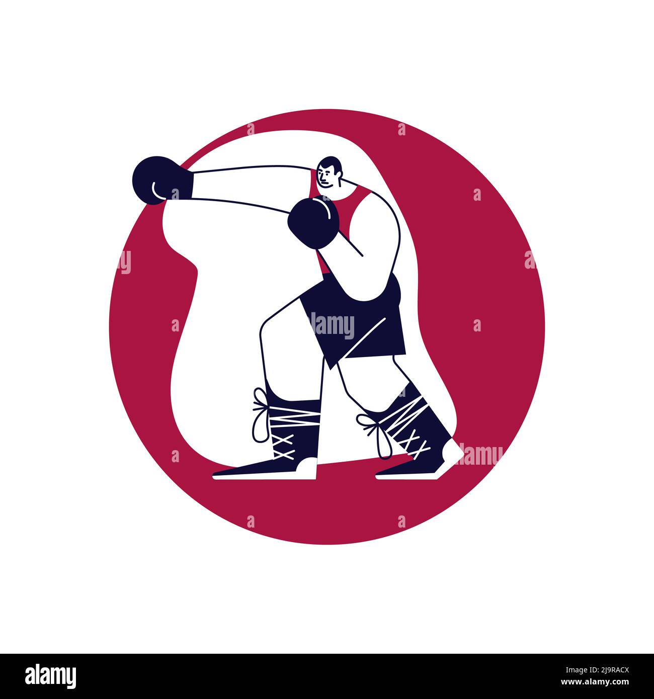 Round red template with Boxer in jersey Stock Photo - Alamy