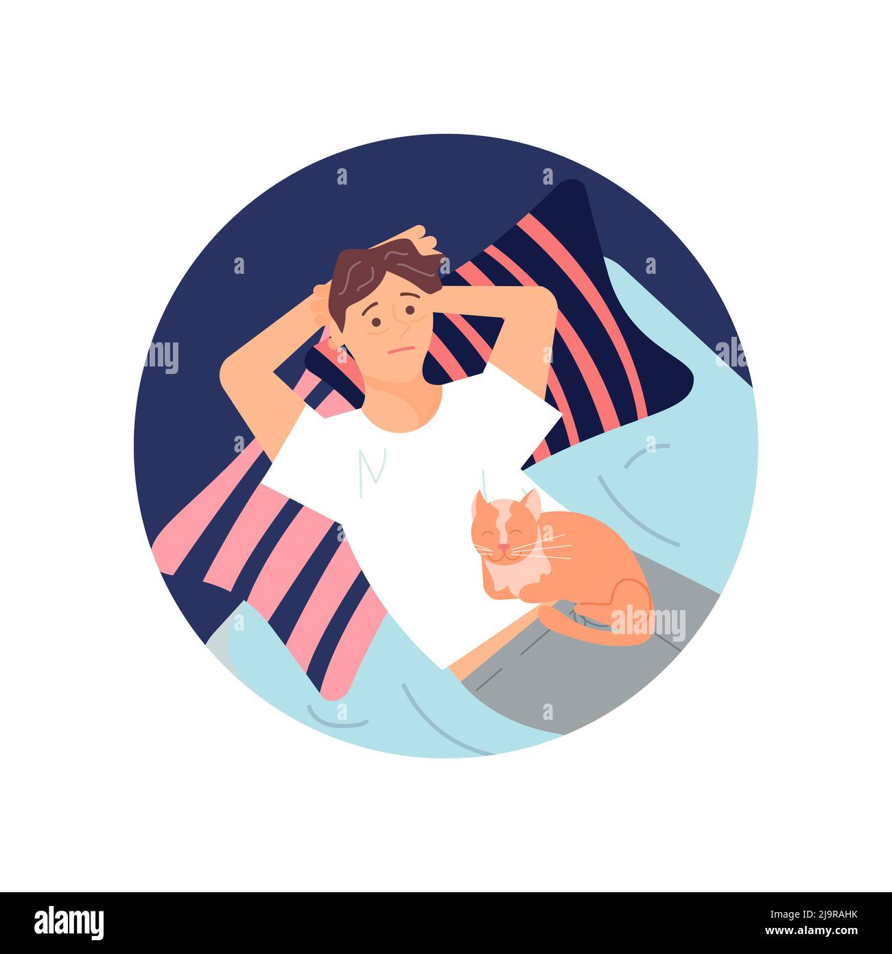 Cartoon man lying on bed hi-res stock photography and images - Alamy