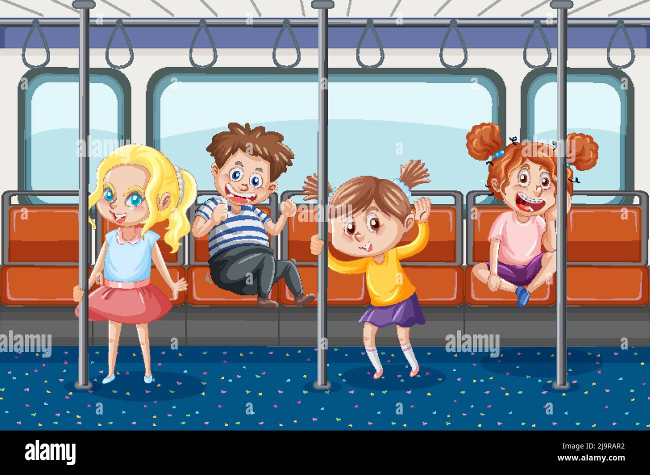 Inside bus with people cartoon illustration Stock Vector Image & Art ...