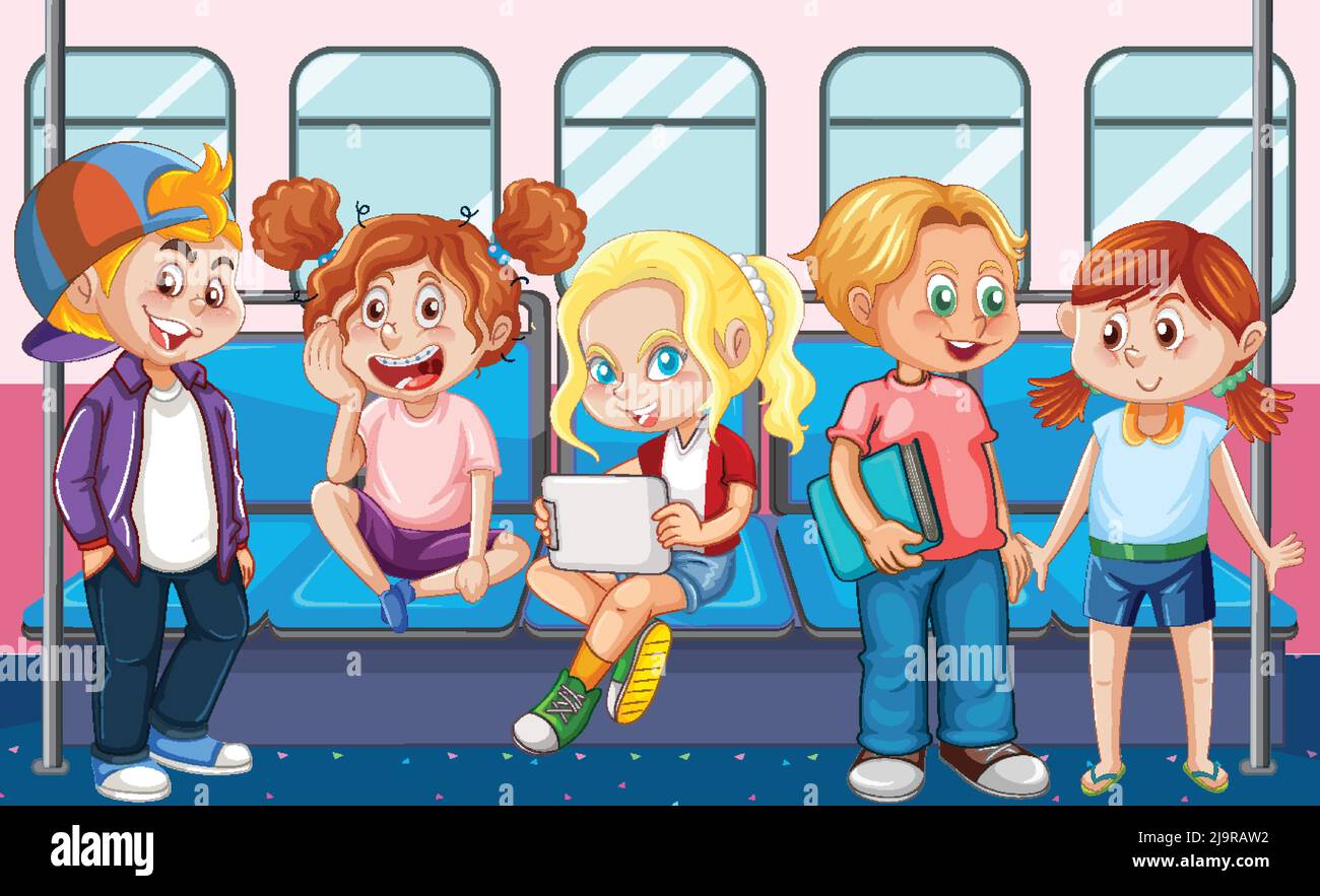 Inside bus with people cartoon illustration Stock Vector Image & Art ...