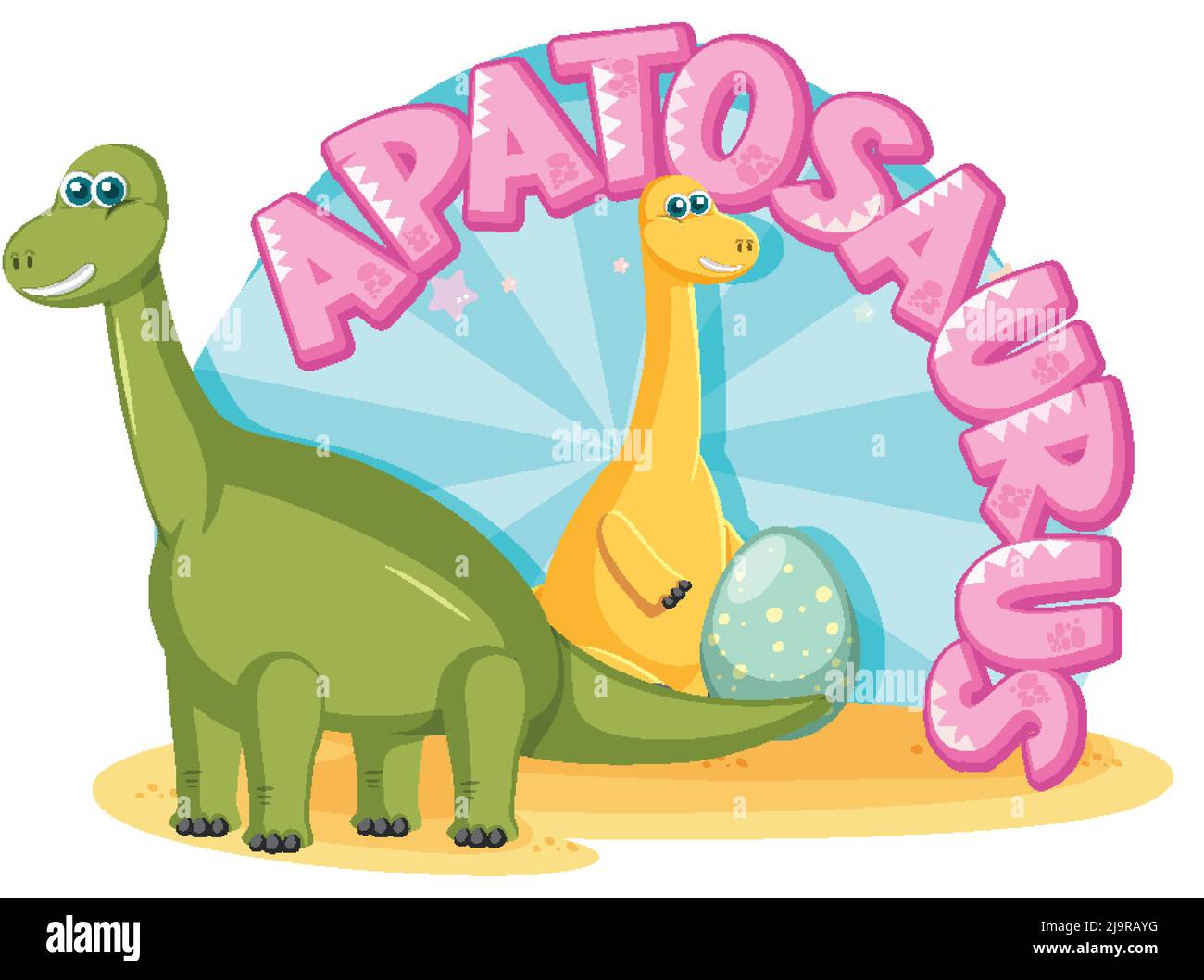 Cute apatosaurus dinosaur cartoon character illustration Stock Vector ...
