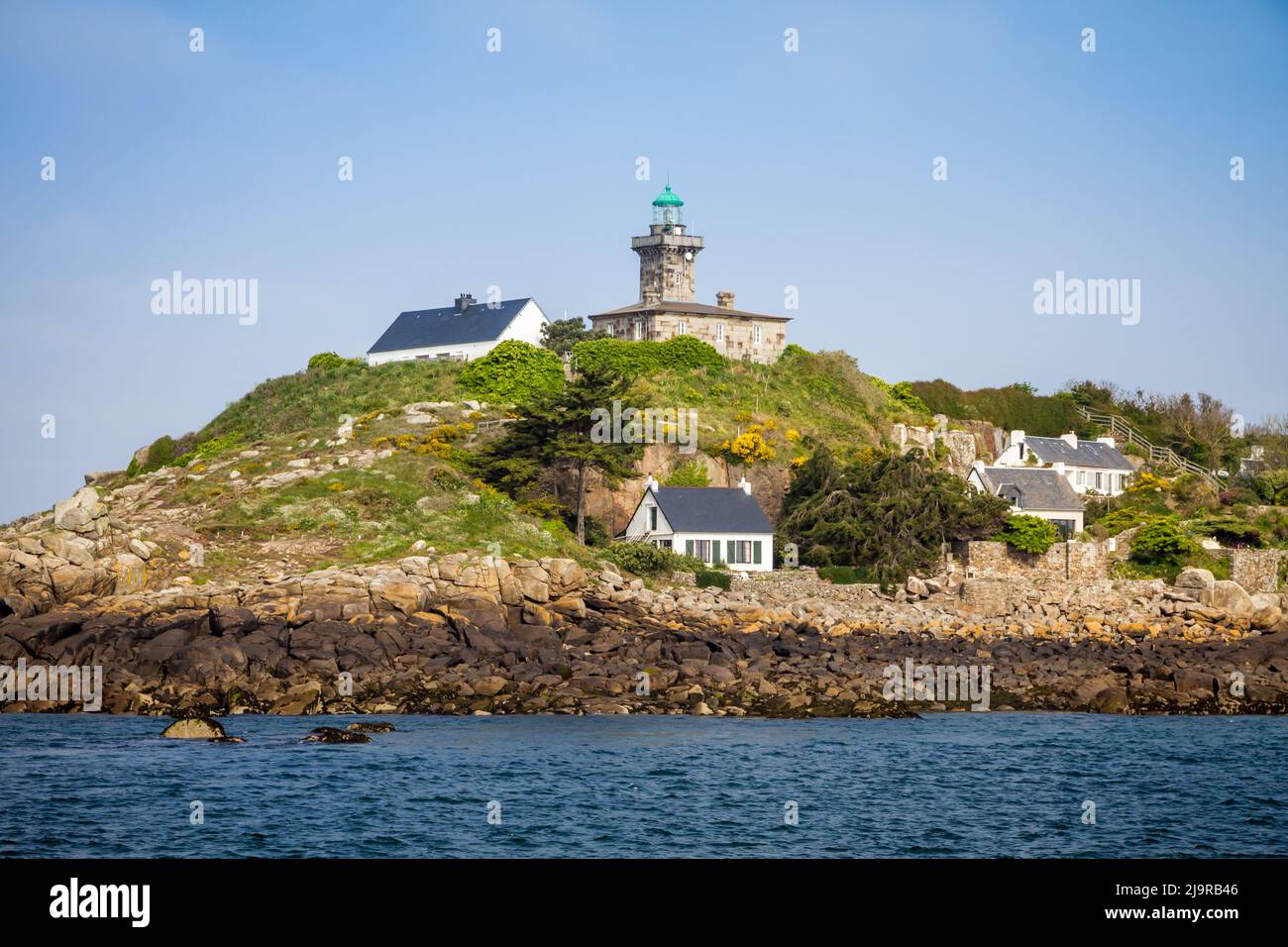 Chausey island coast and lighthouse in Brittany, France Stock Photo - Alamy