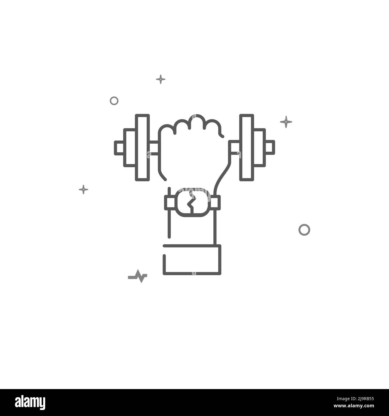 Hand with dumbbell simple vector line icon. Symbol, pictogram, sign ...