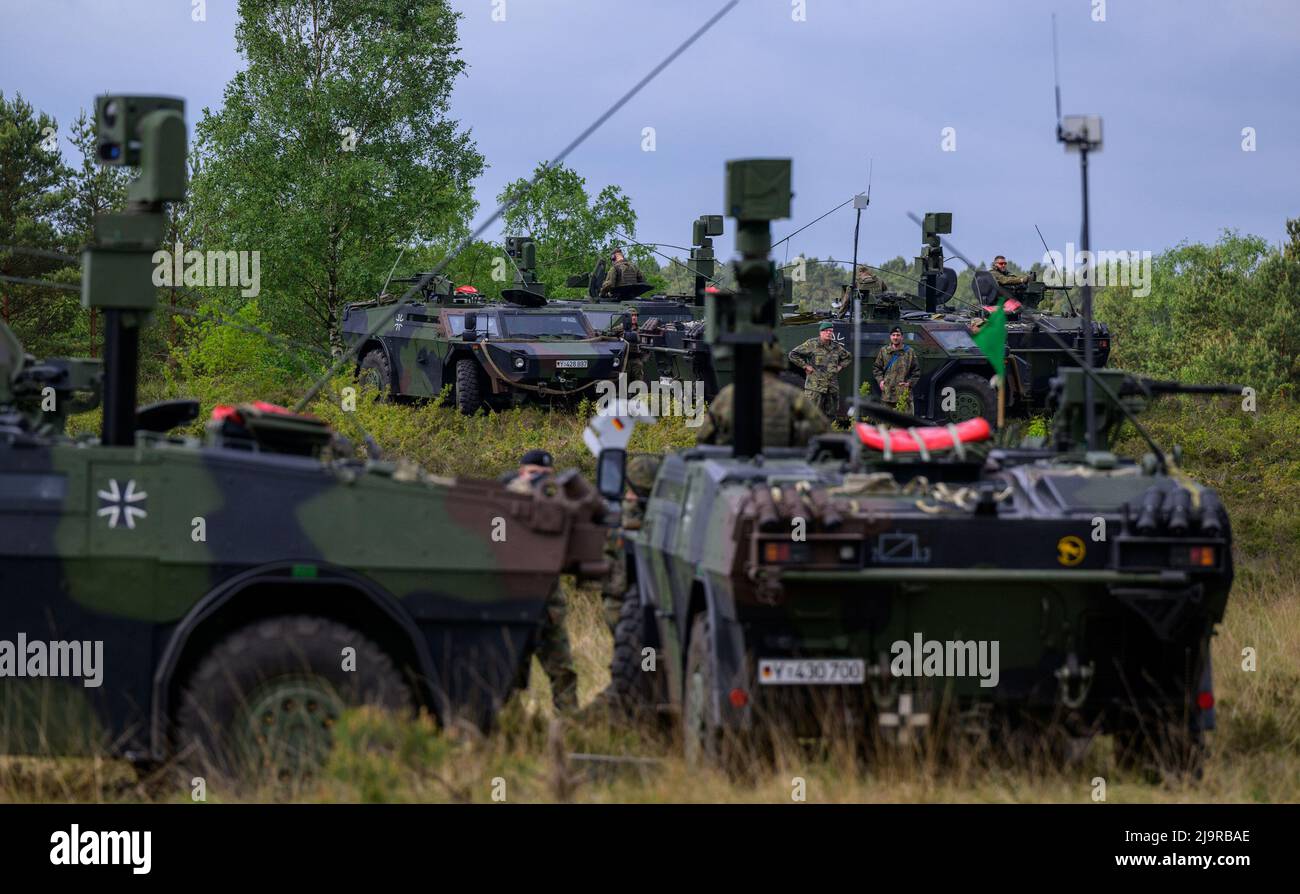 Deutsch Evern, Germany. 24th May, 2022. Fennek-type reconnaissance ...