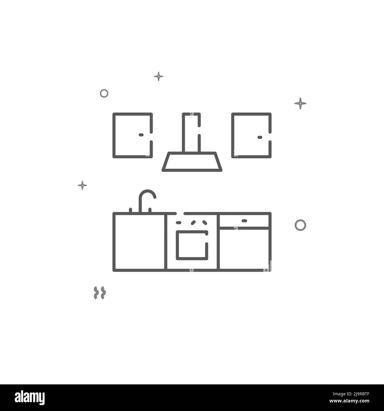 Kitchen set with extractor fan simple vector line icon. Symbol ...