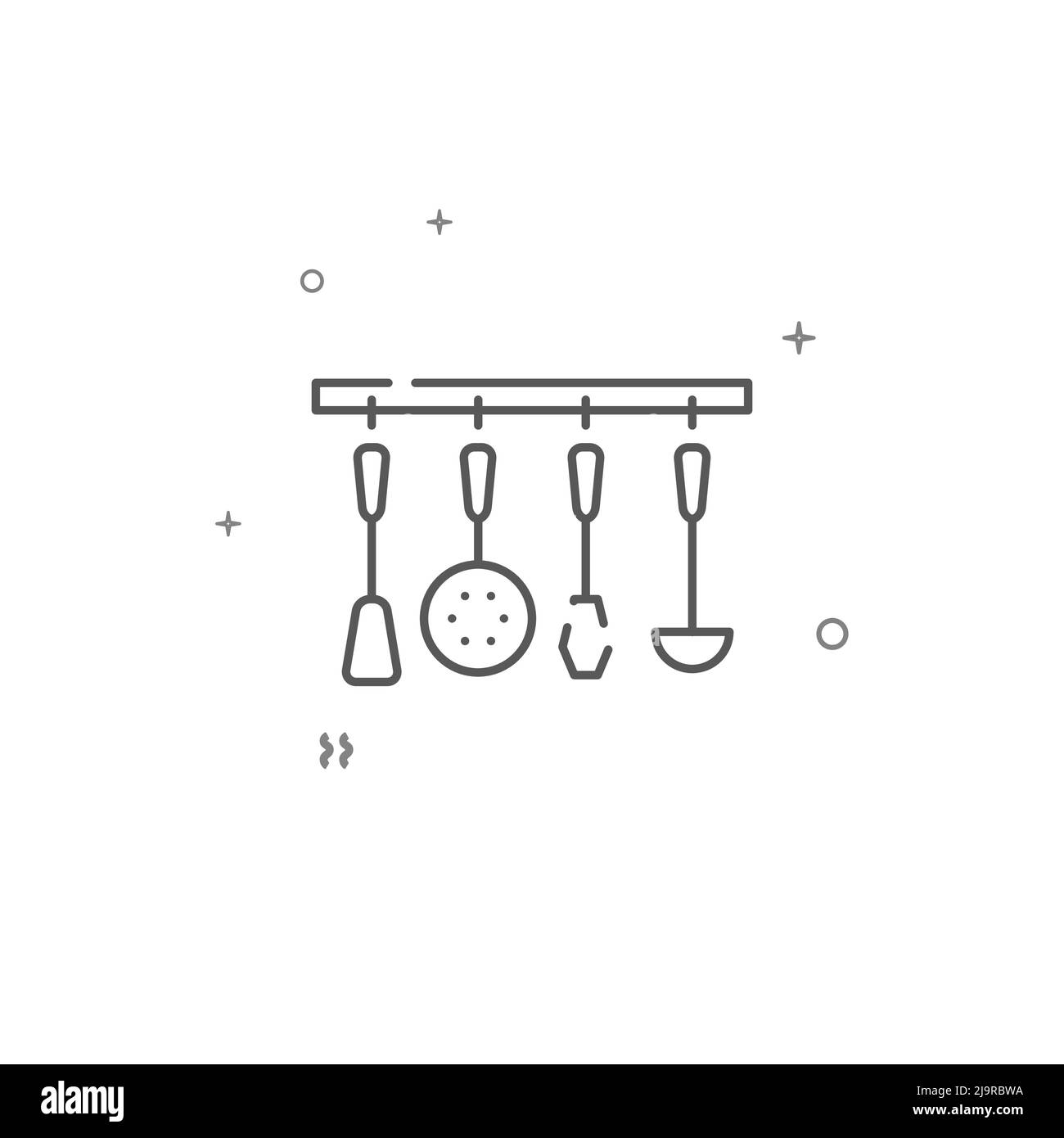 Hanging kitchen tools simple vector line icon. Symbol, pictogram, sign ...