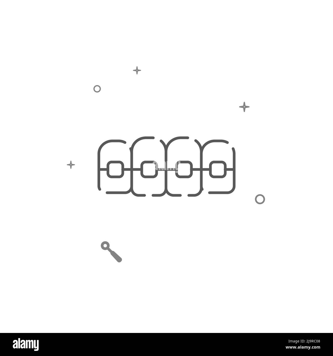 Front teeth with braces simple vector line icon. Symbol, pictogram ...