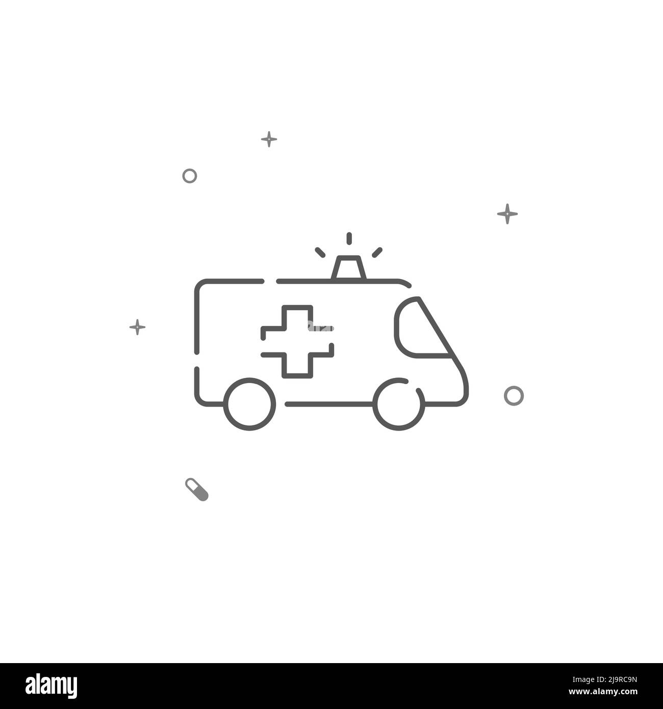 Ambulance simple vector line icon. Symbol, pictogram, sign isolated on ...