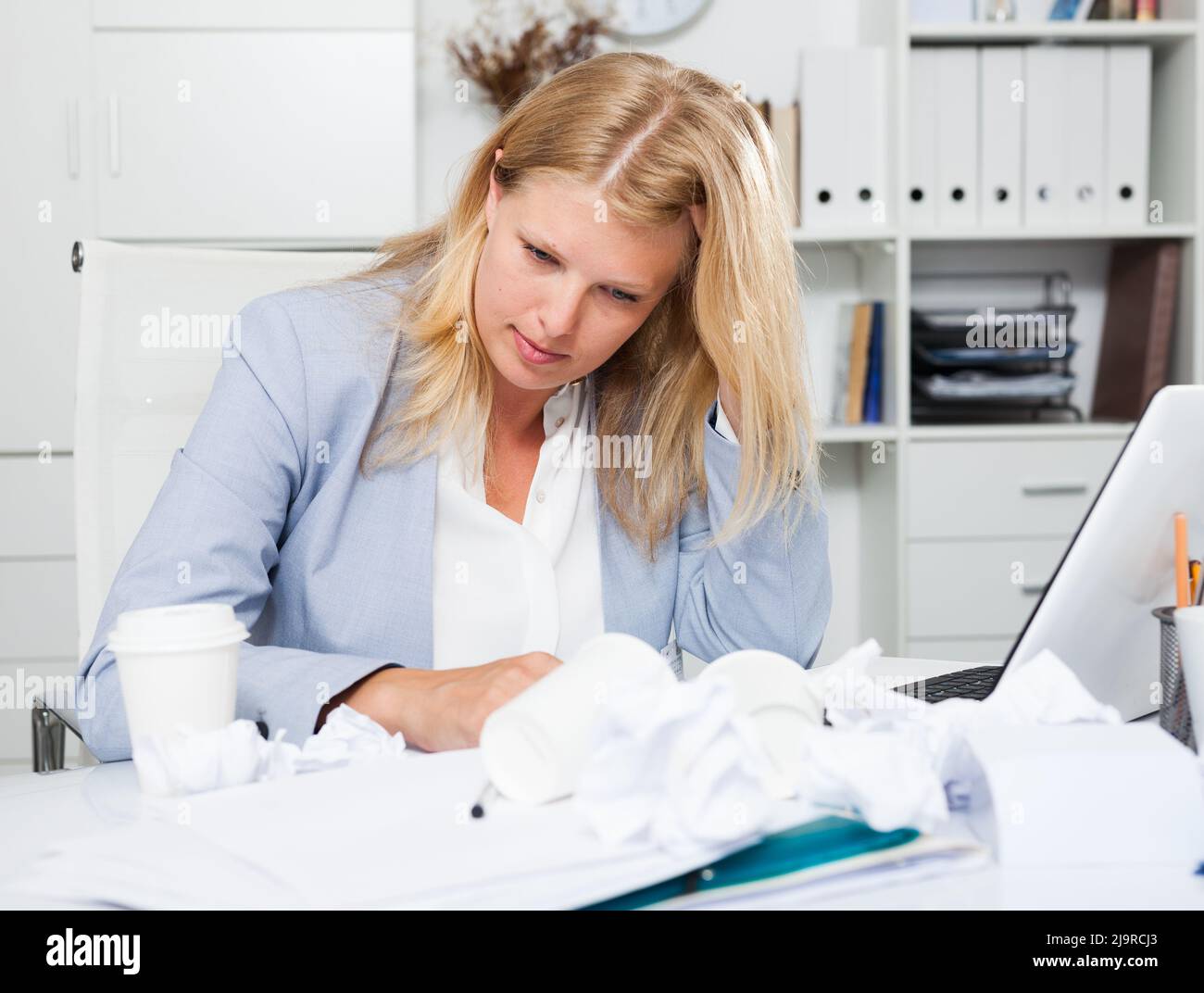Exhausted of hard work business lady Stock Photo - Alamy