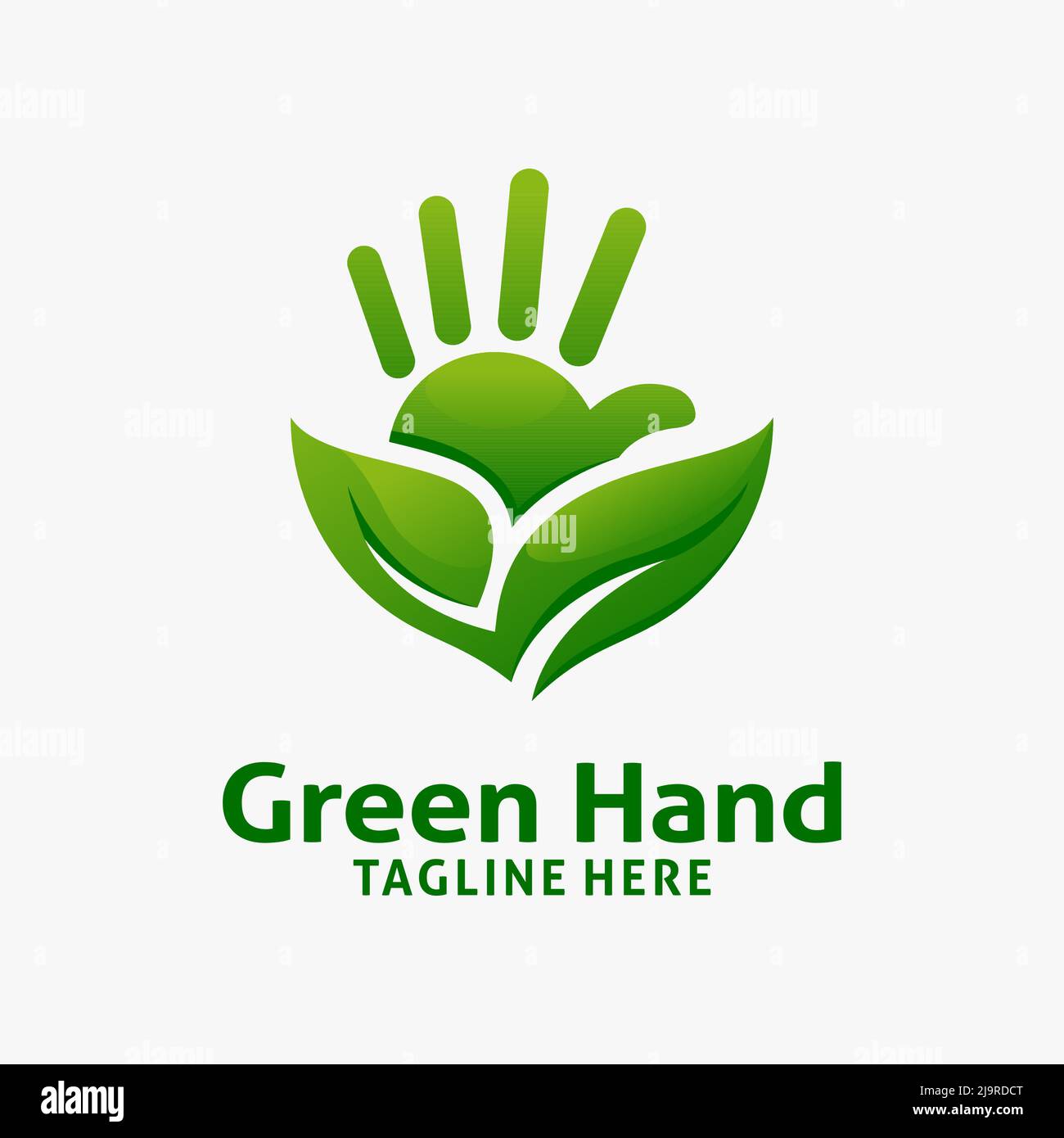 Green leaf hand logo design Stock Vector Image & Art - Alamy