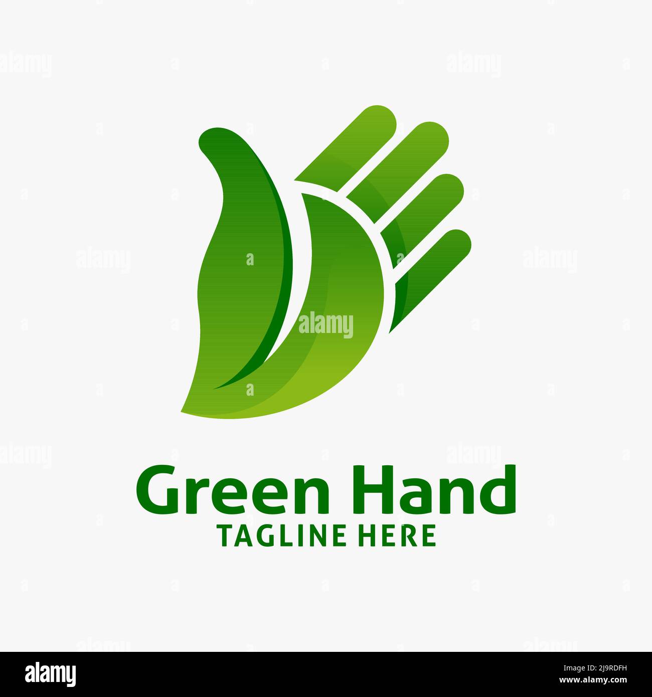 Green leaf hand logo design Stock Vector Image & Art - Alamy