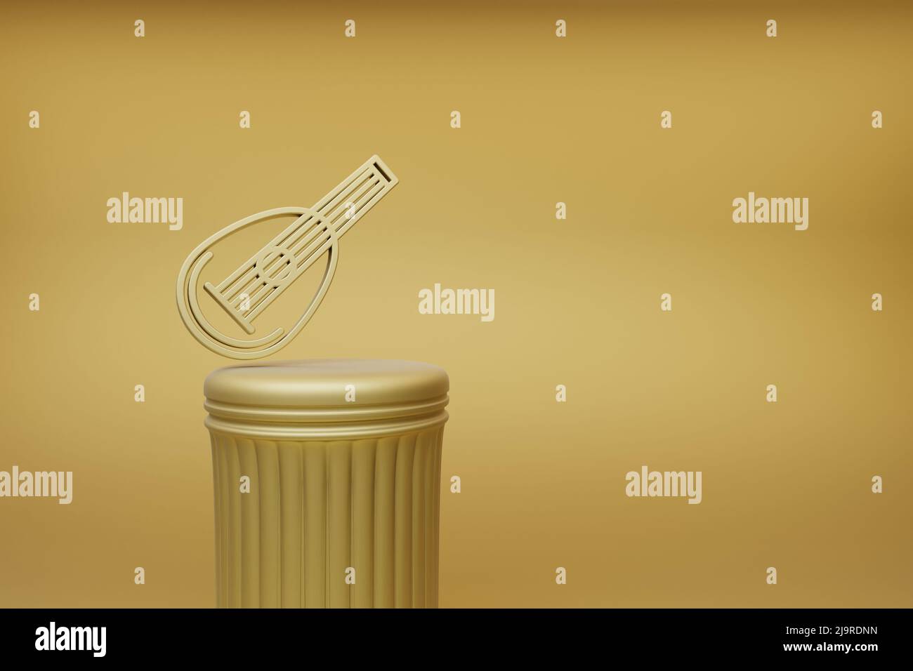 Beautiful abstract illustrations golden Inclined Mandolin music symbol ...