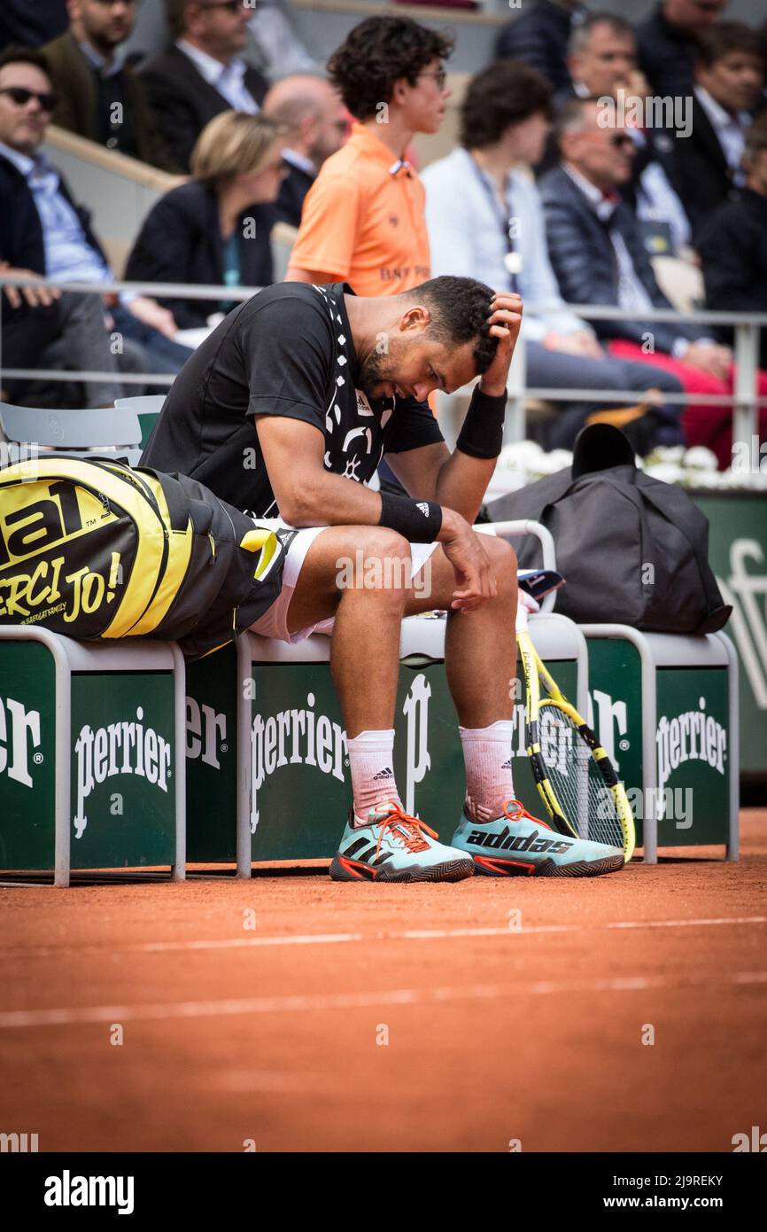 Jo-Wilfried Tsonga playing during French Open Tennis Roland Garros 2022 on May 24, 2022 in Paris ...