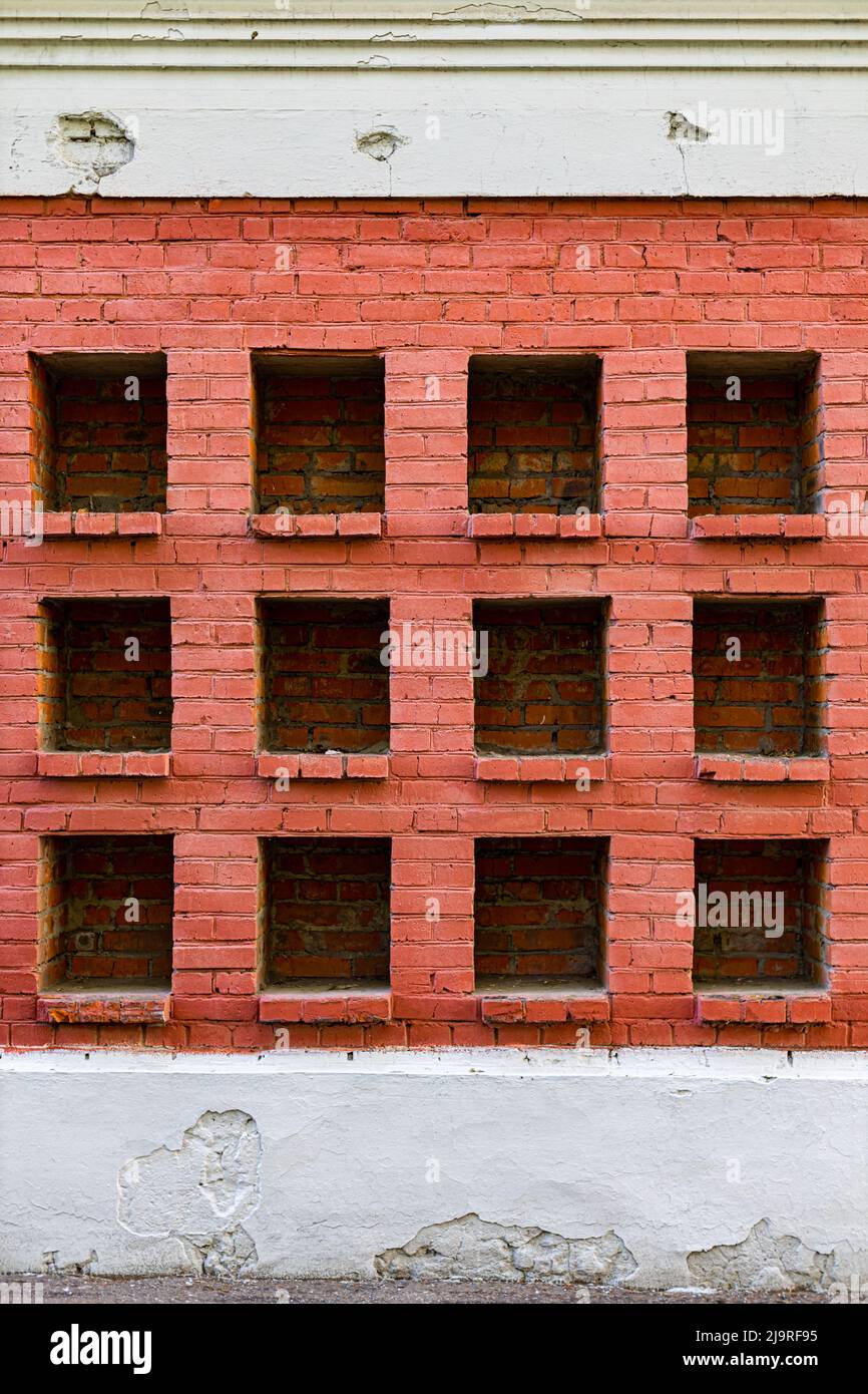 an empty cell in a red brick columbarium. High quality photo Stock ...