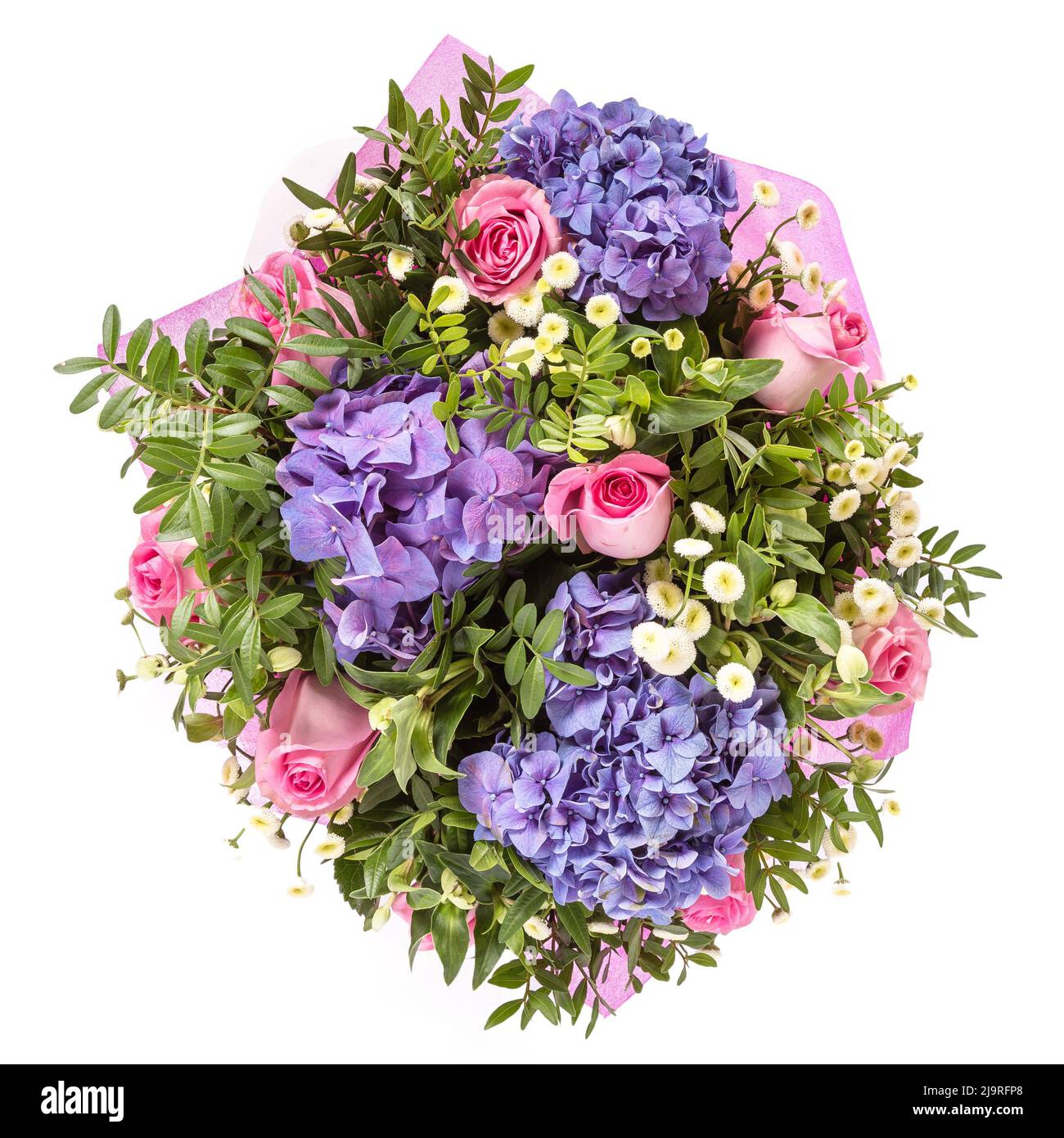 Bouquet of flowers top view isolated on white Stock Photo - Alamy