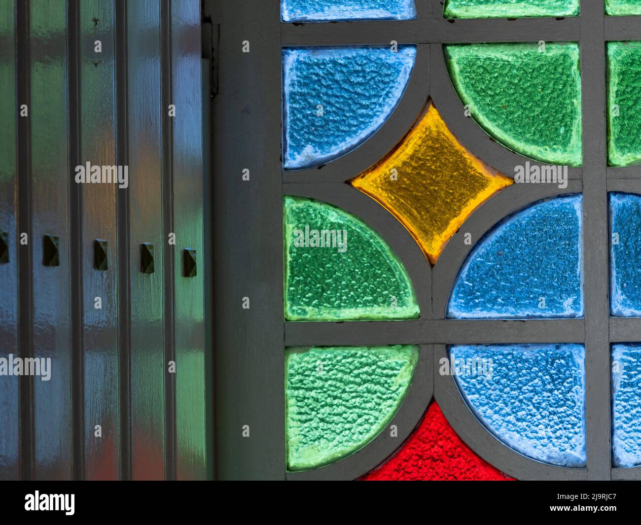 Cuba, Vinales, UNESCO World Heritage Site, stained glass window Stock ...